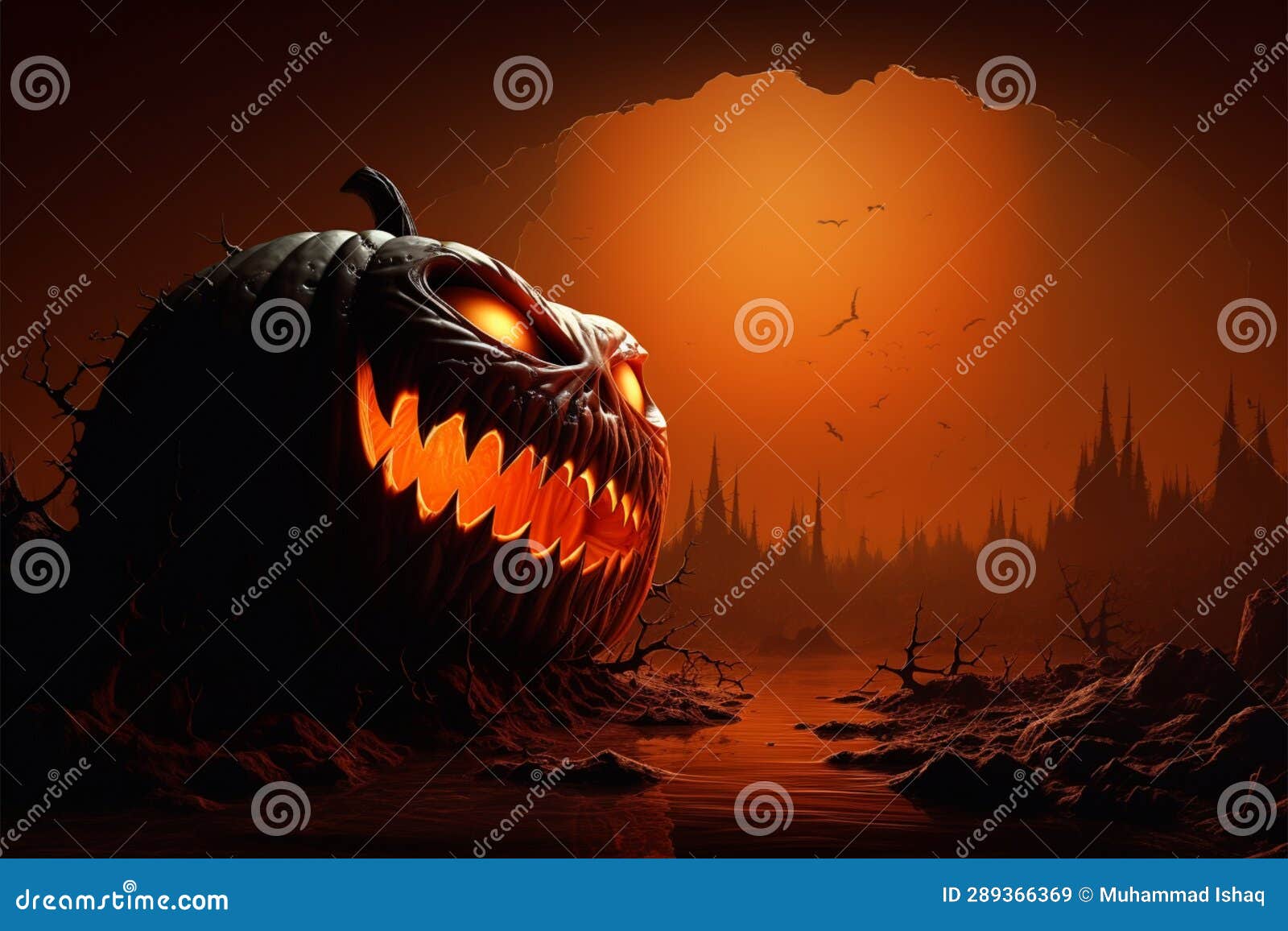 Scary Image Featuring an Eerie Landscape with a Menacing Moon Backdrop ...
