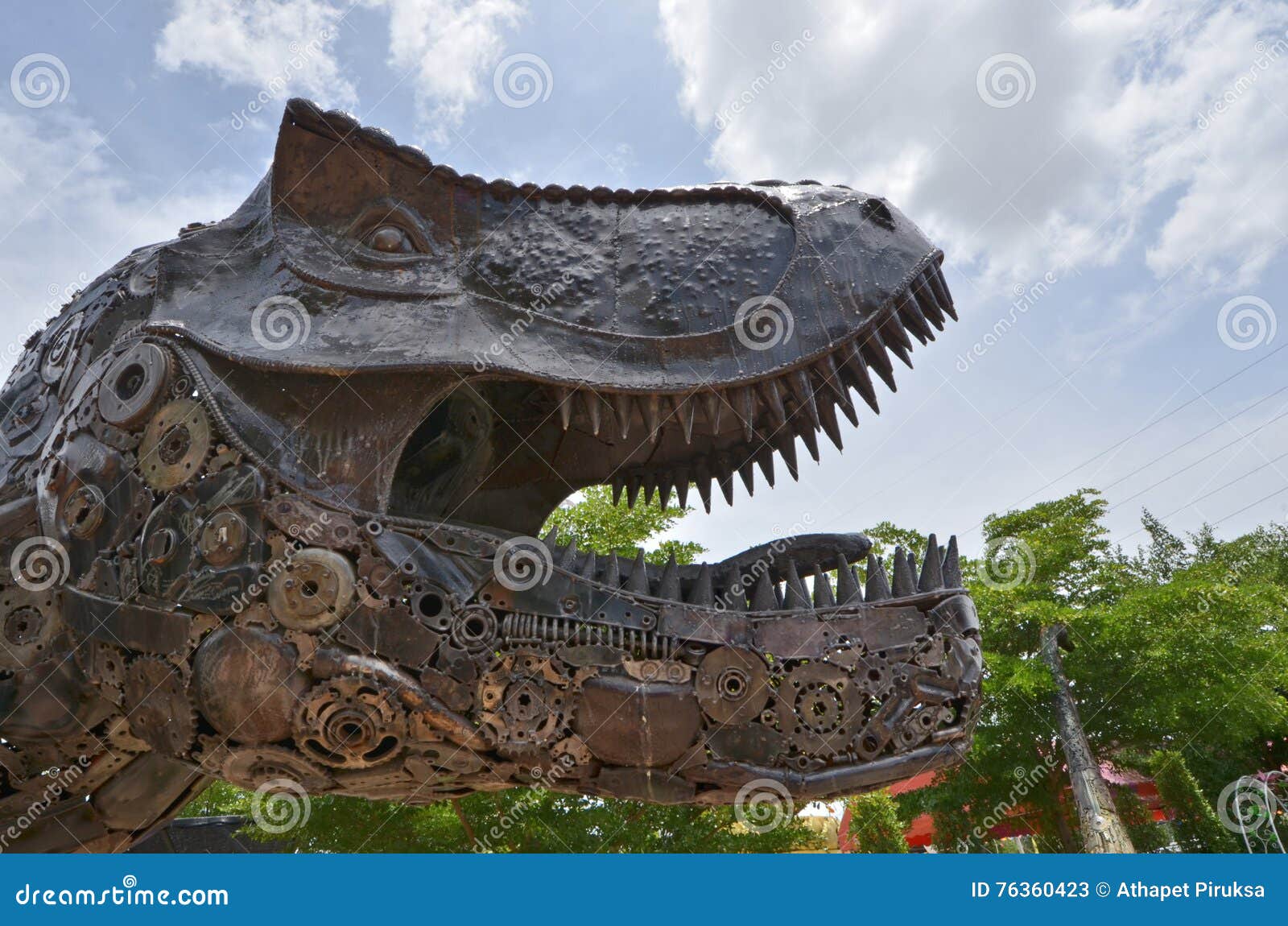 Scary Iron T Rex Dinosour Head Close Up Stock Image - Image of piece ...