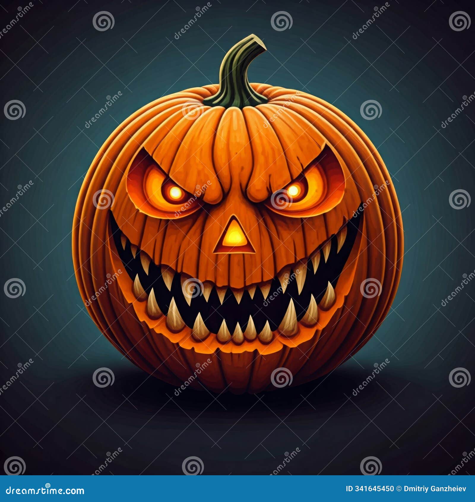 Scary Jack-O -Lantern with Sharp Grin Stock Illustration - Illustration ...
