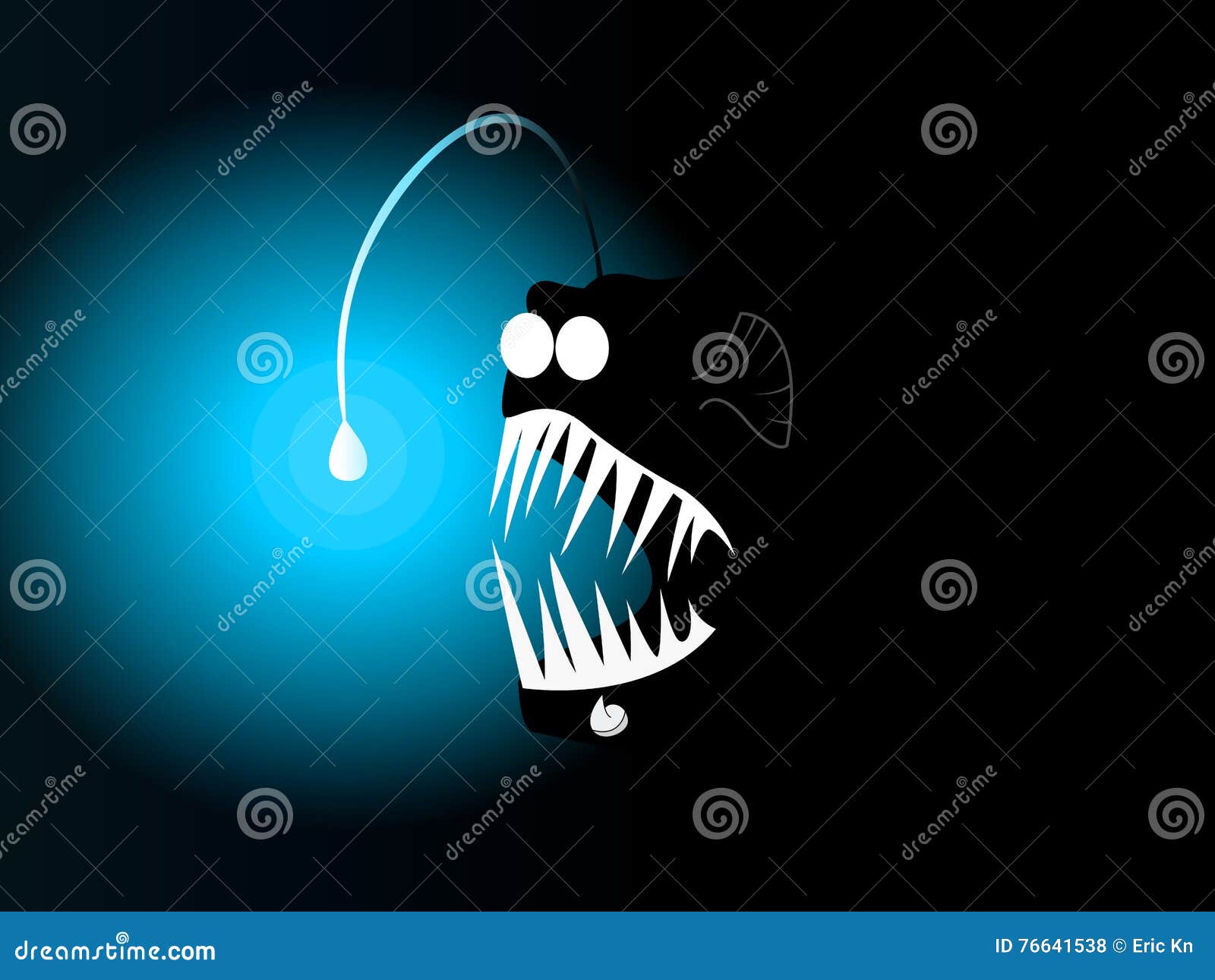 Big Scary Fish. Vector Coloring On The Theme Of Fishing On A White ...