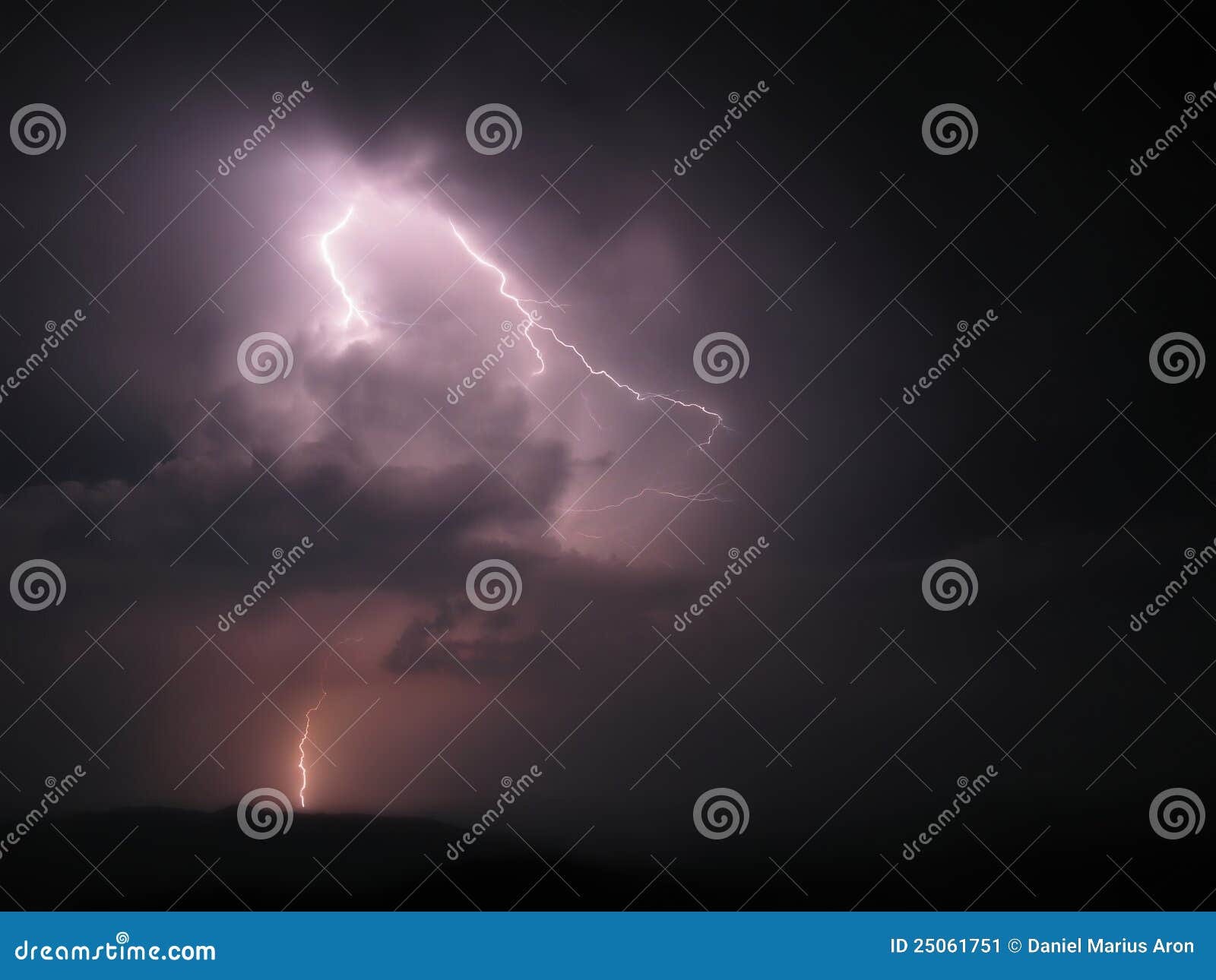 Scary Lightning Bolt into the Night on Storm Stock Image - Image of ...