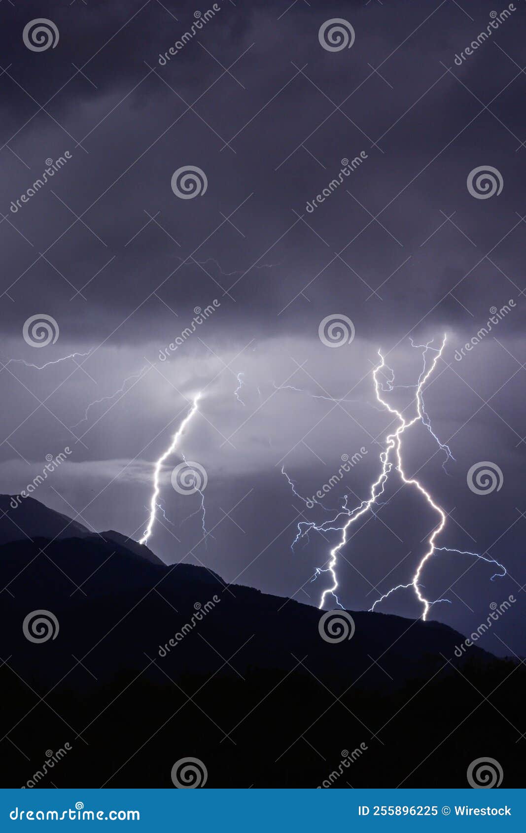 Scary Lightning with a Dark Clouds Stock Image - Image of background ...