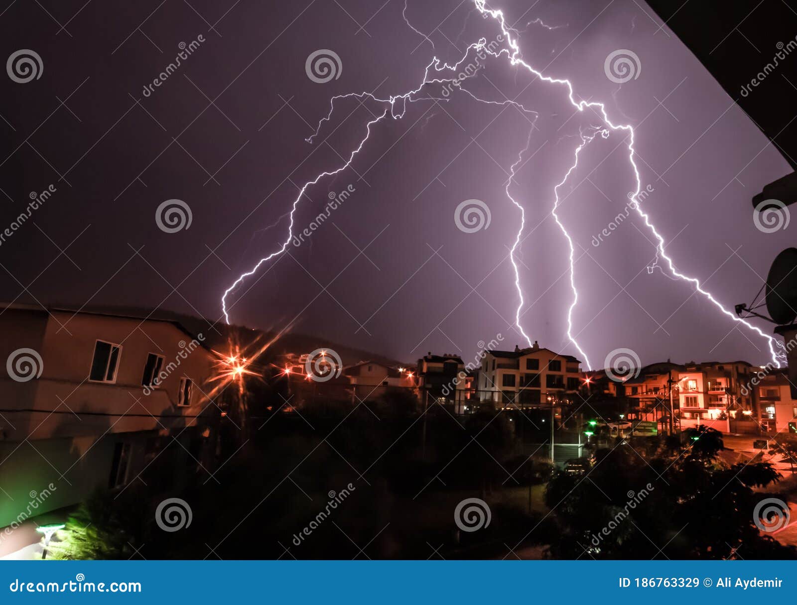 Scary Lightning that Illuminates the Night Stock Image - Image of ...