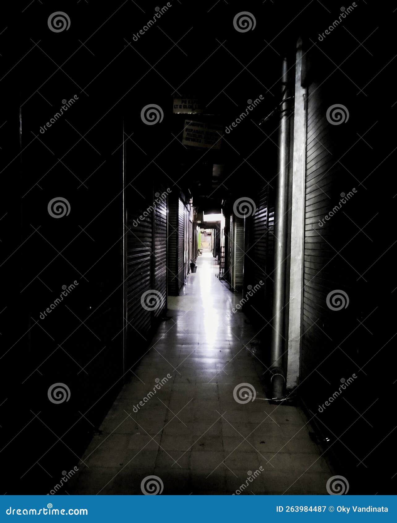 Scary long dark hallway stock image. Image of hallway - 263984487