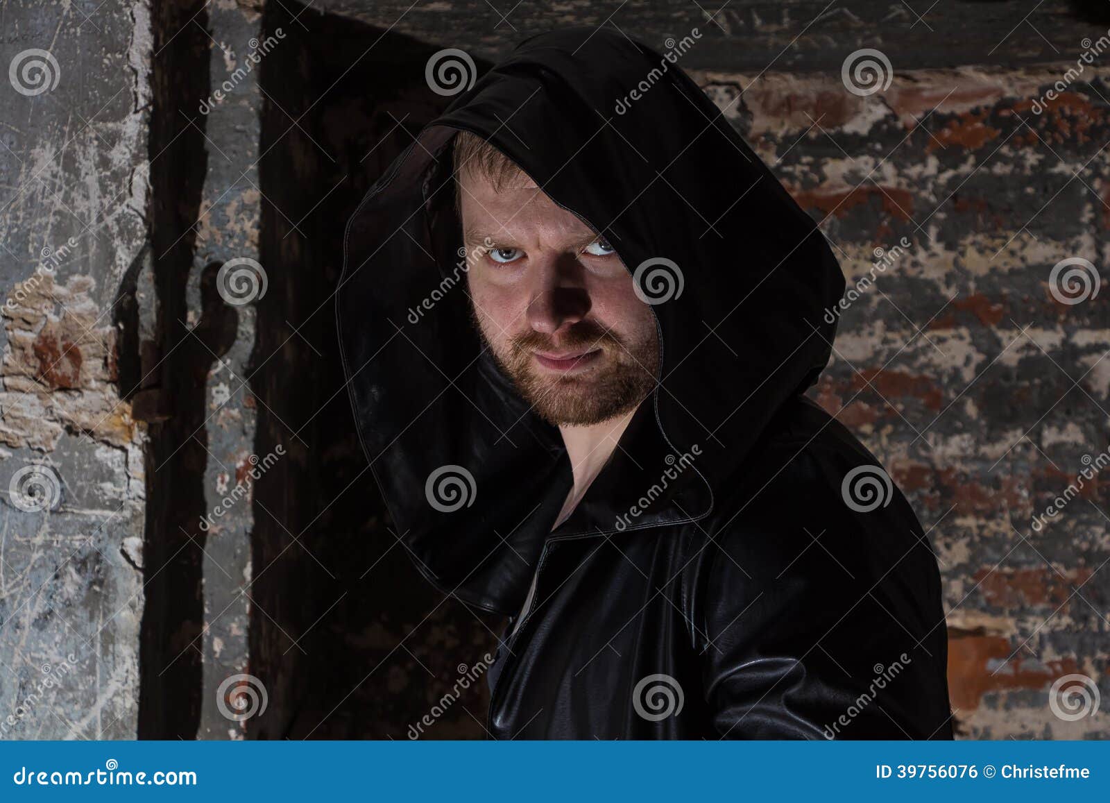 Scary man with hood stock photo. Image of brutal, person - 39756076