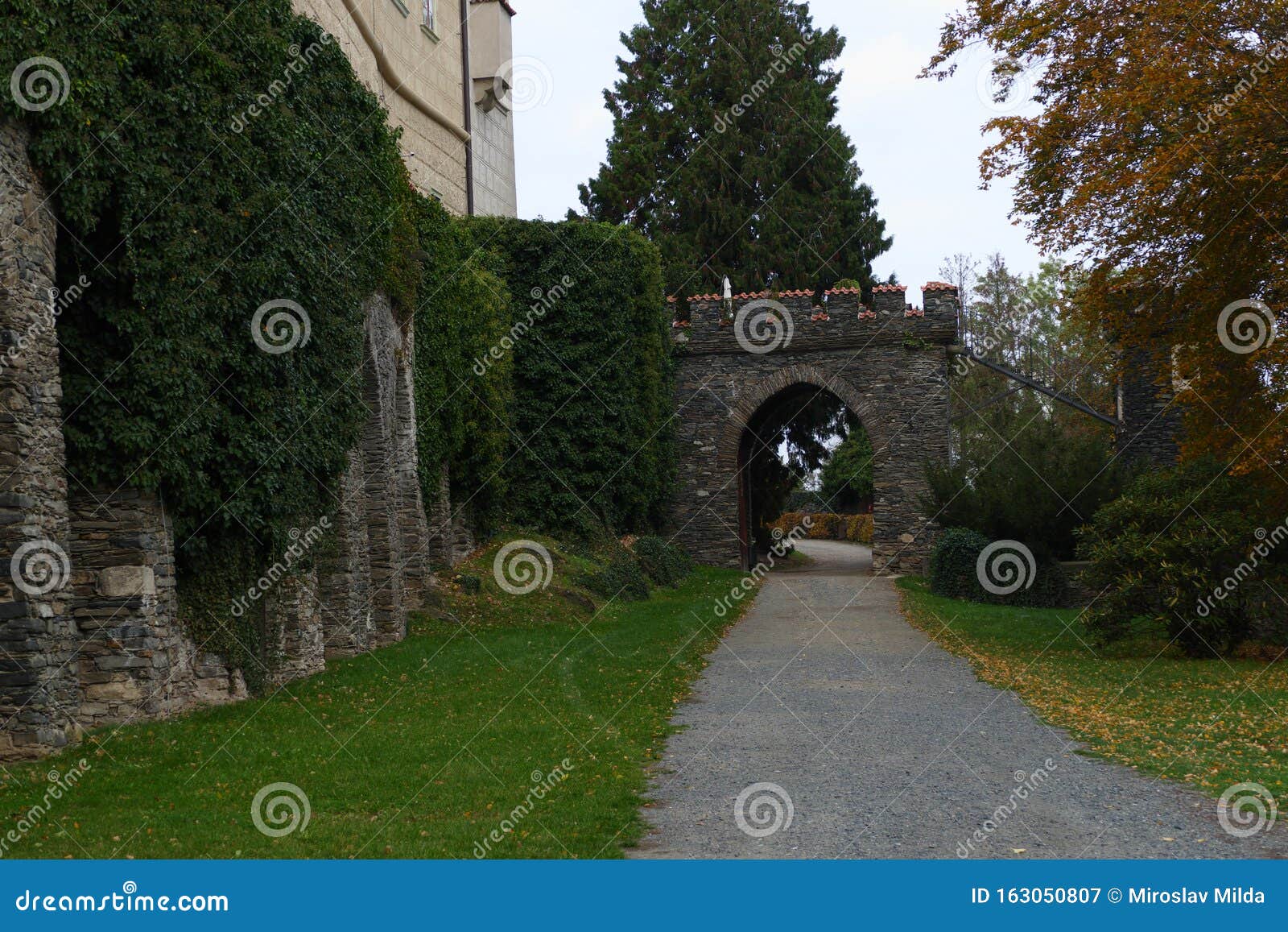 Scary Medieval Stone Gate into Park Stock Image - Image of magic ...