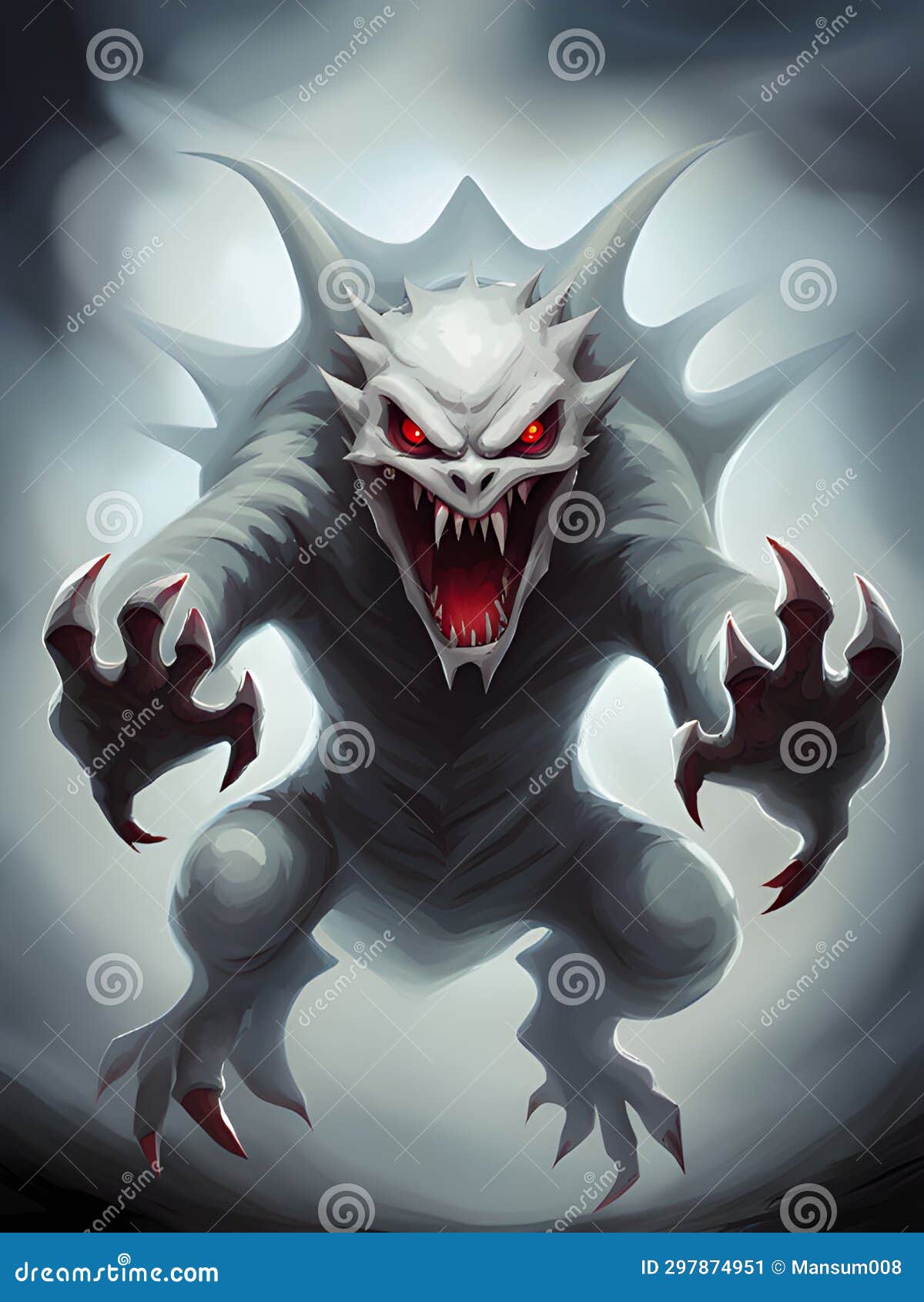 Scary monster in the dark stock illustration. Illustration of fang ...