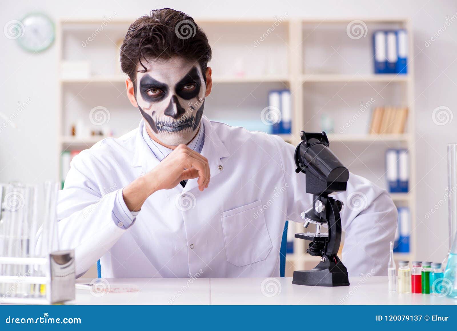 The Scary Monster Doctor Working in Lab Stock Image - Image of chemist ...