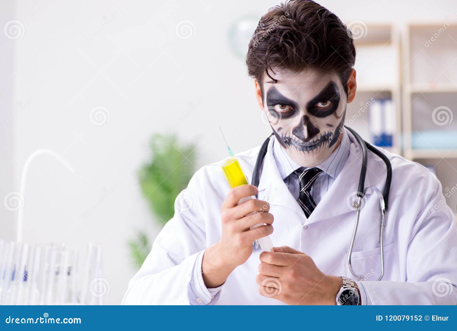 The Scary Monster Doctor Working in Lab Stock Photo - Image of ...