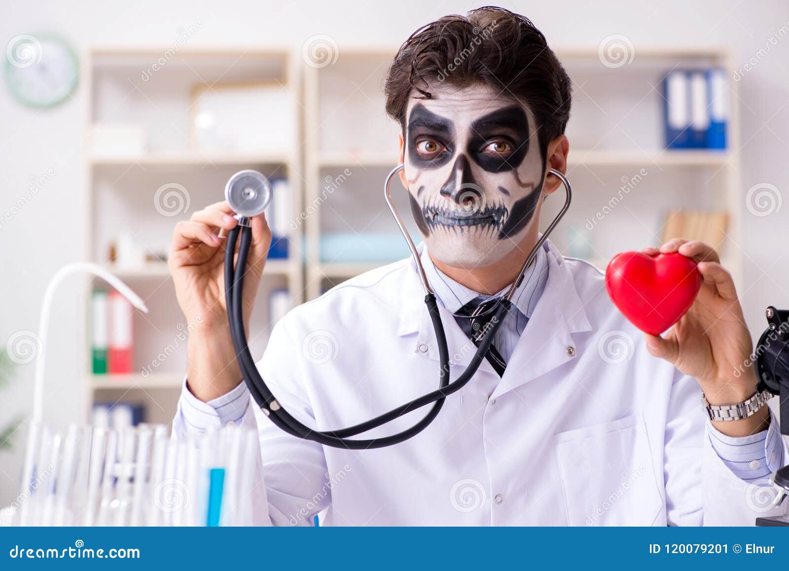 The Scary Monster Doctor Working in Lab Stock Image - Image of ...