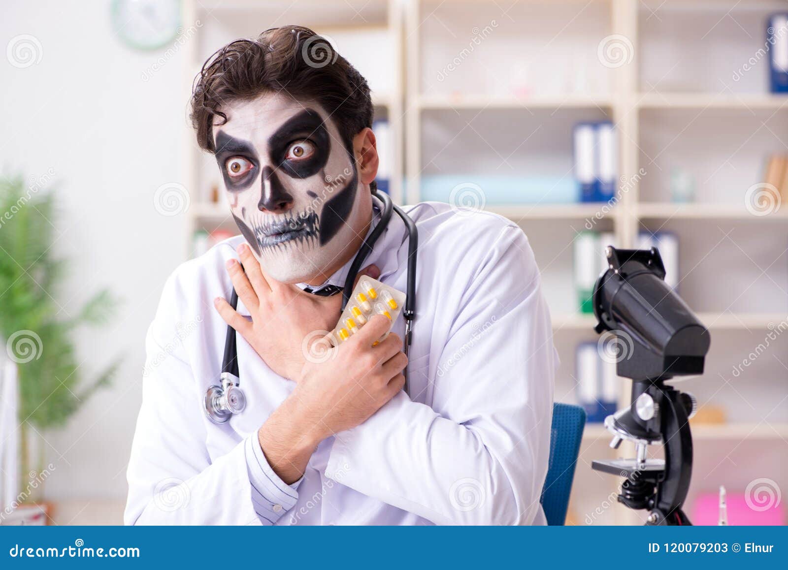 The Scary Monster Doctor Working in Lab Stock Image - Image of ...