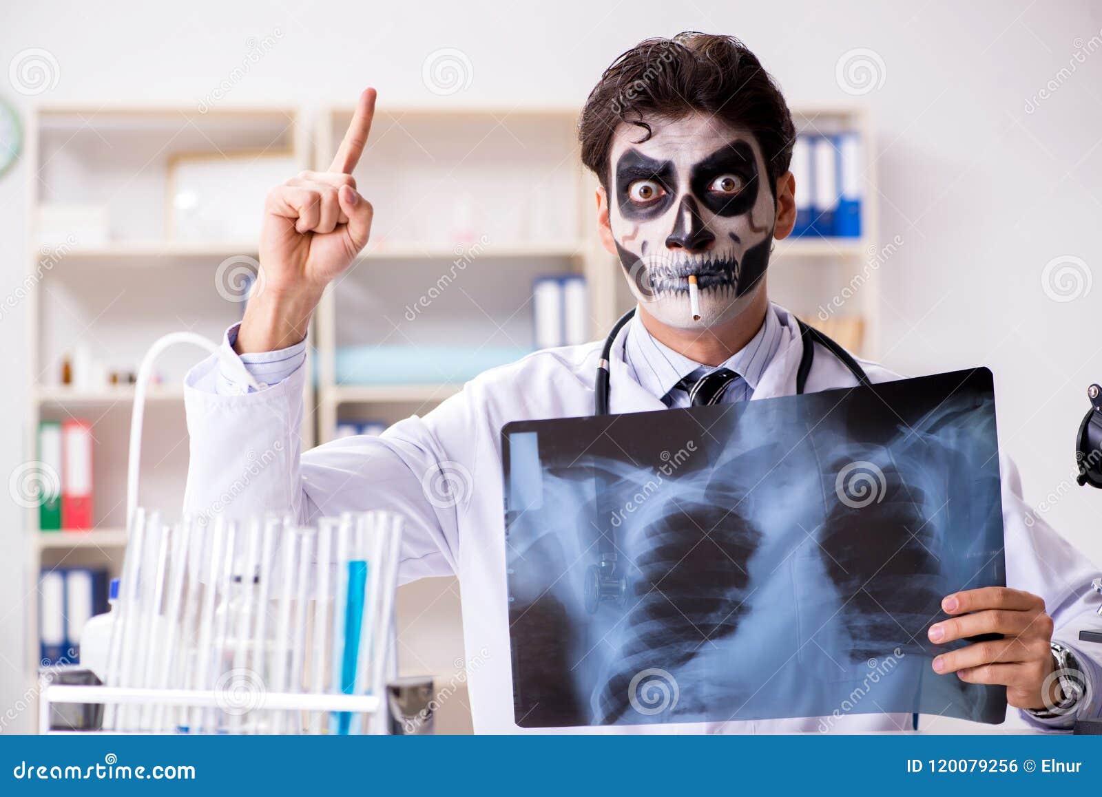 The Scary Monster Doctor Working in Lab Stock Photo - Image of health ...