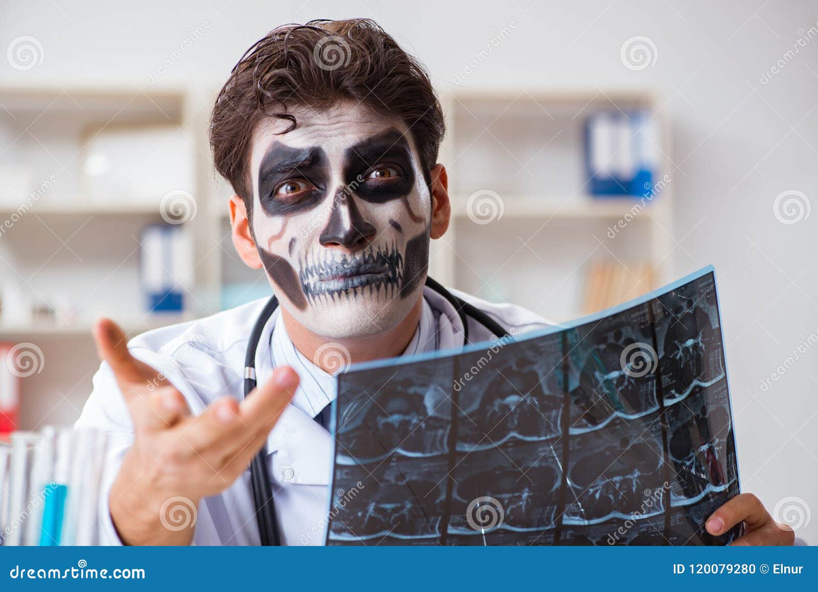 The Scary Monster Doctor Working in Lab Stock Photo - Image of medicine ...