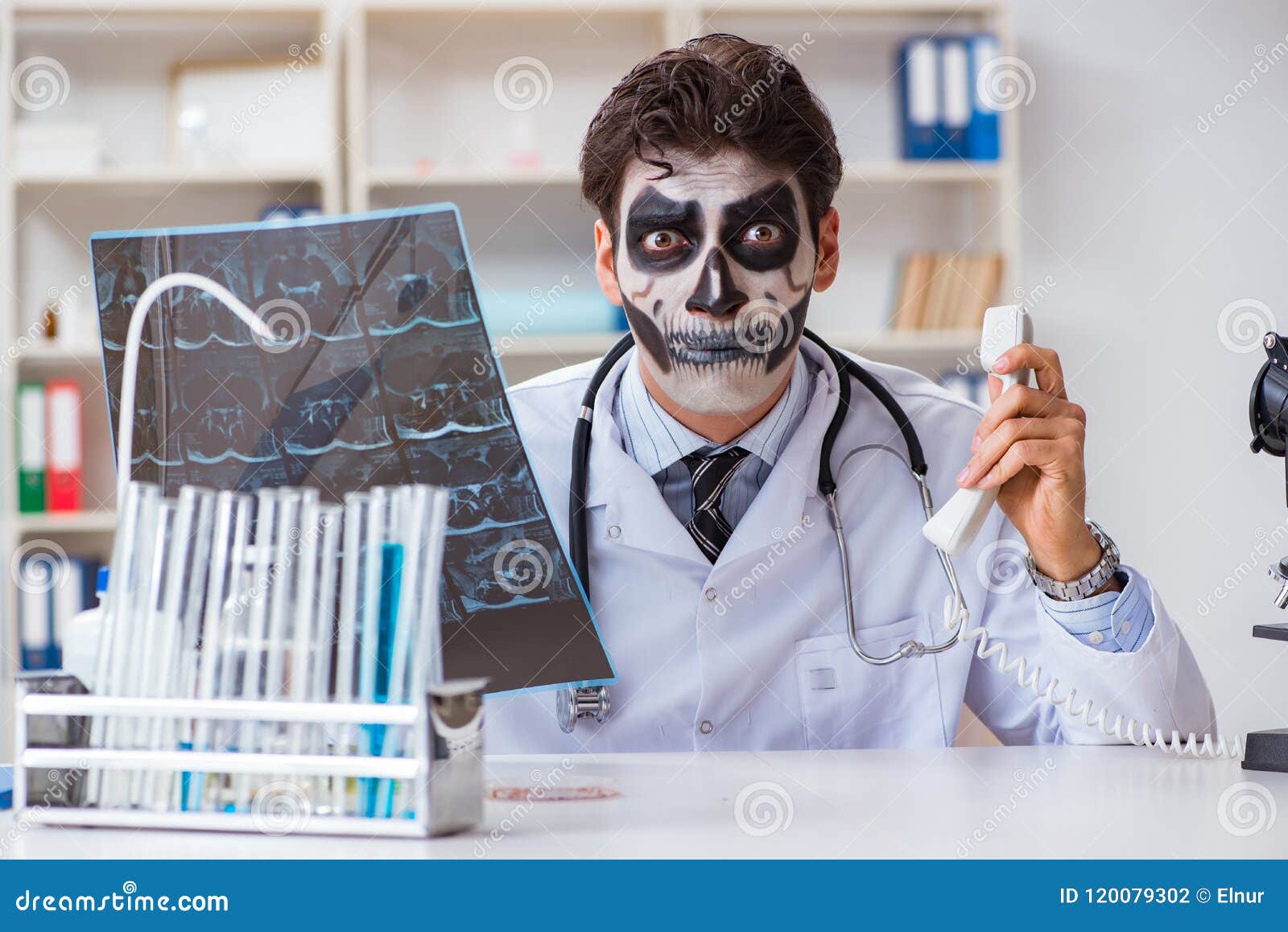 The Scary Monster Doctor Working in Lab Stock Photo - Image of ...