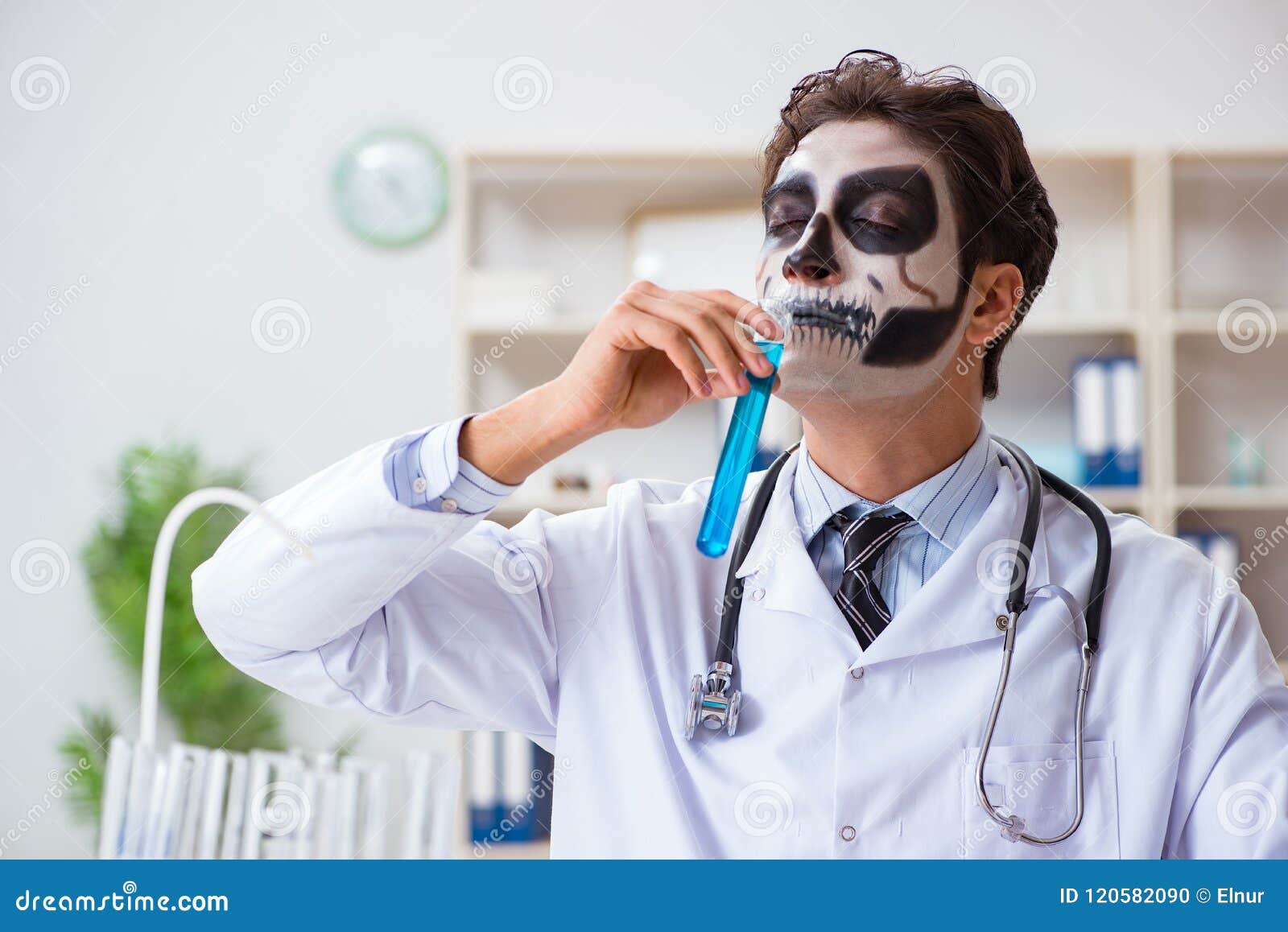 The Scary Monster Doctor Working in Lab Stock Photo - Image of demon ...