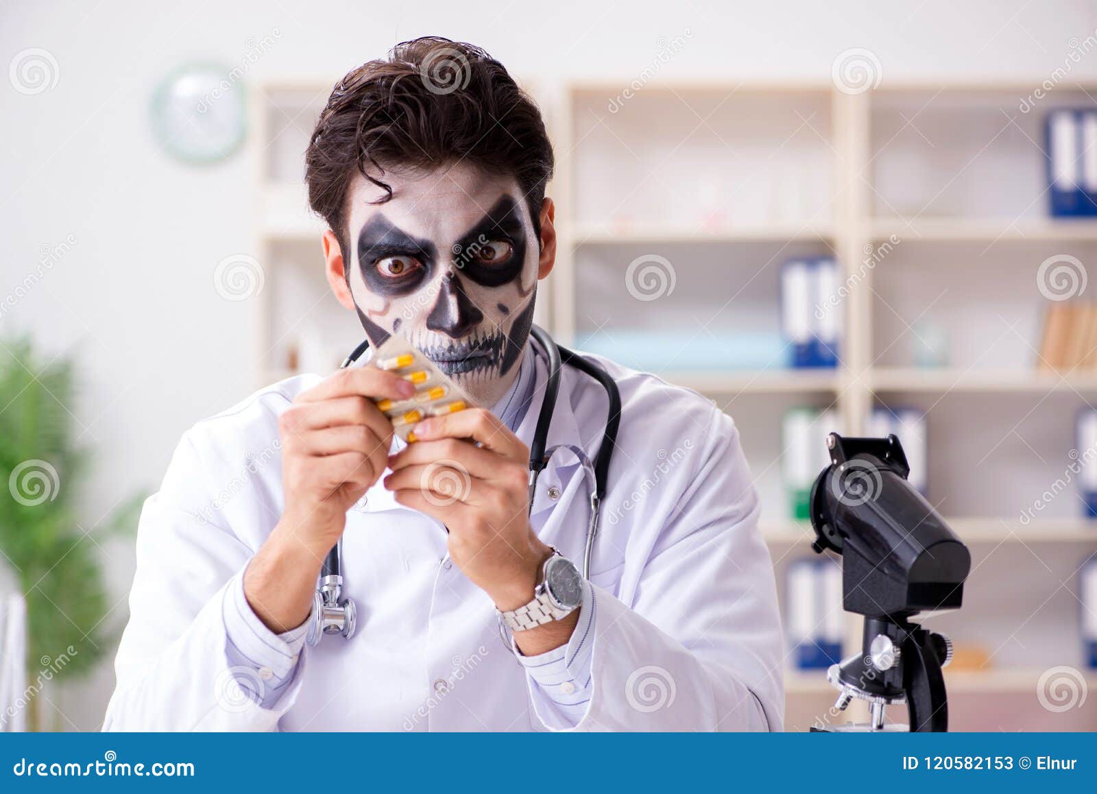 The Scary Monster Doctor Working in Lab Stock Image - Image of care ...