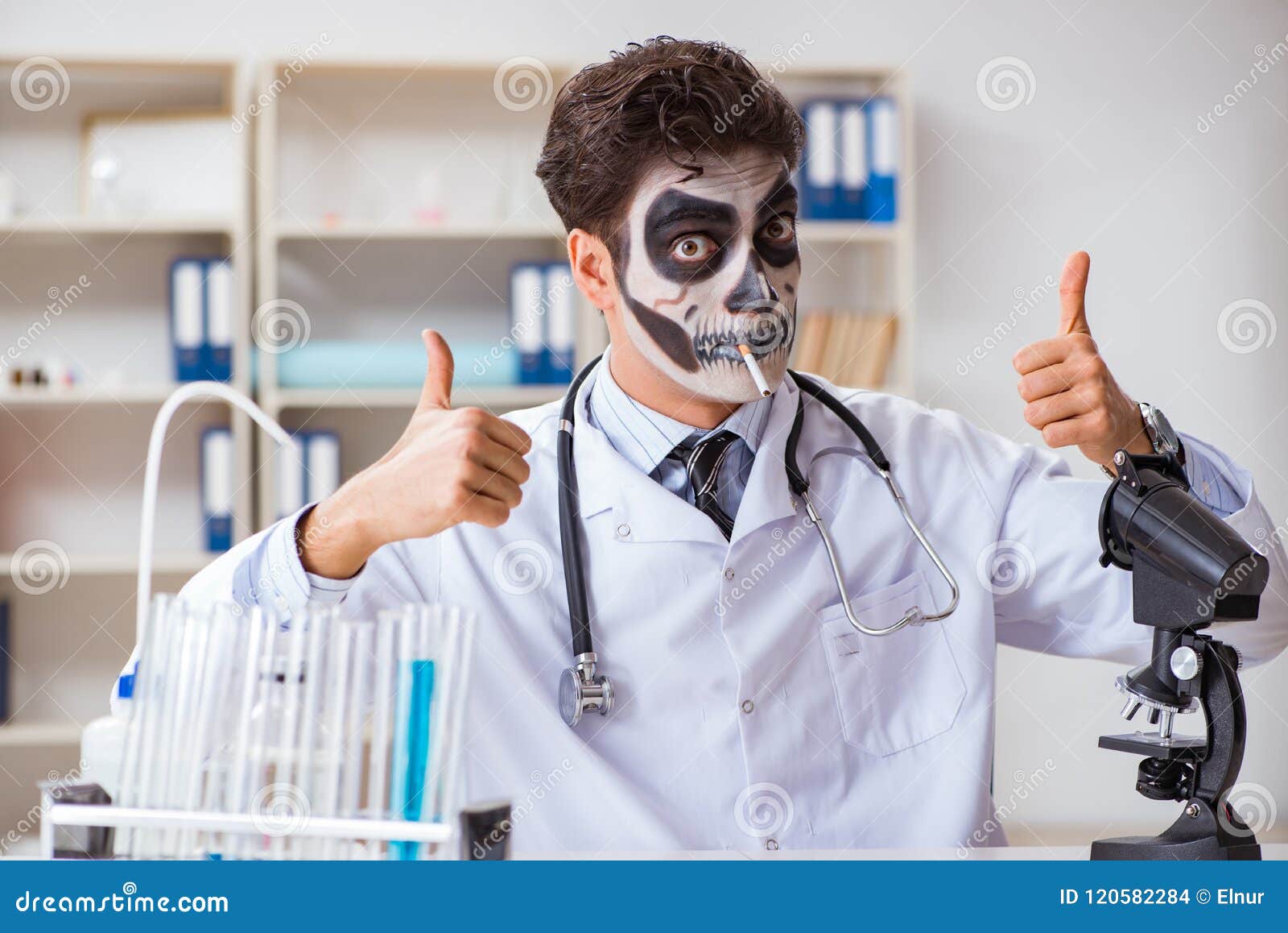 The Scary Monster Doctor Working in Lab Stock Photo - Image of horror ...