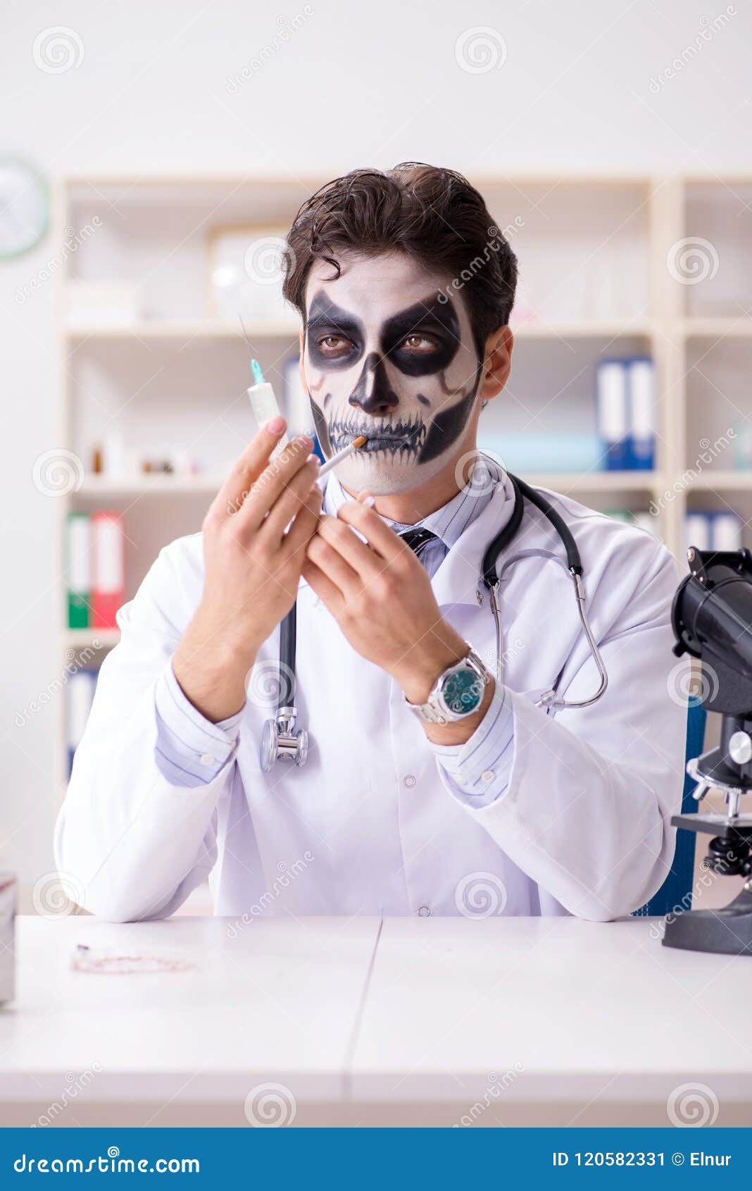 The Scary Monster Doctor Working in Lab Stock Image - Image of healthy ...