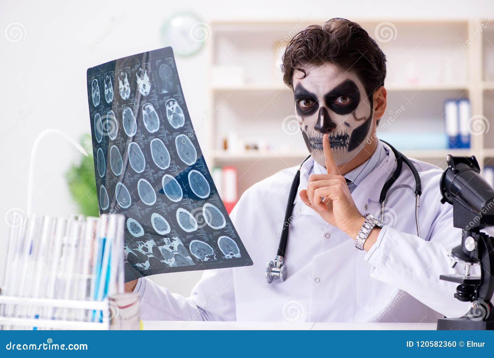 The Scary Monster Doctor Working in Lab Stock Photo - Image of ...