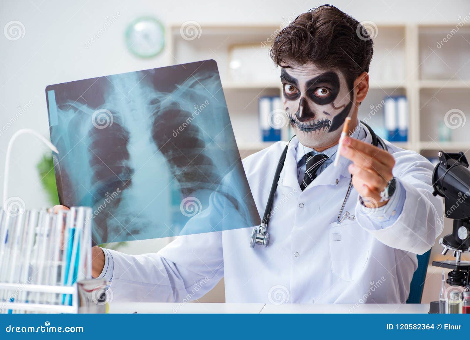 The Scary Monster Doctor Working in Lab Stock Photo - Image of ...