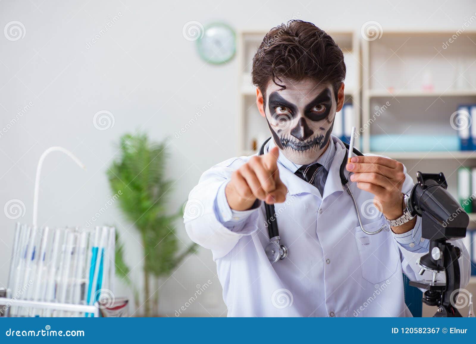 The Scary Monster Doctor Working in Lab Stock Image - Image of ...