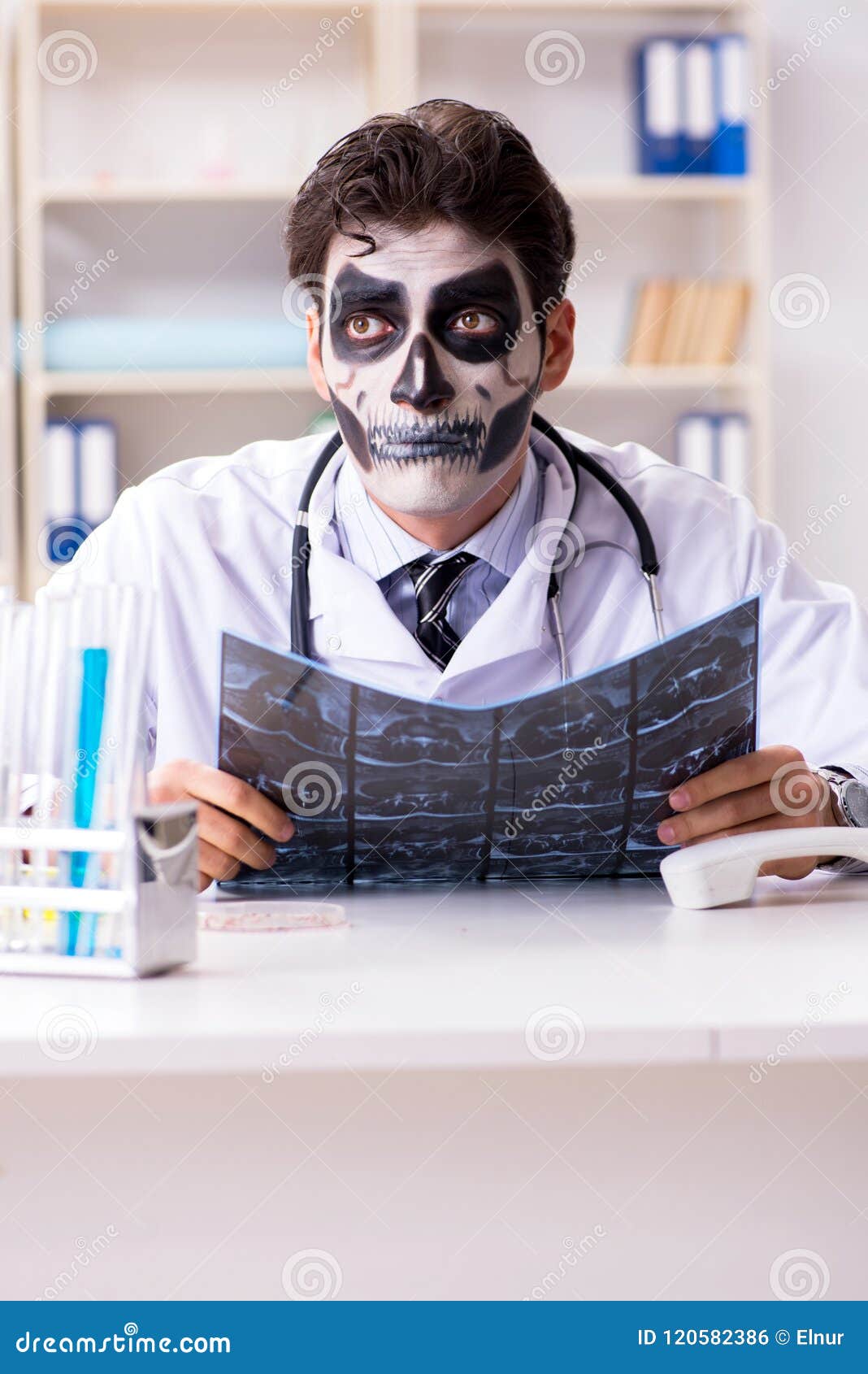 The Scary Monster Doctor Working in Lab Stock Photo - Image of ...
