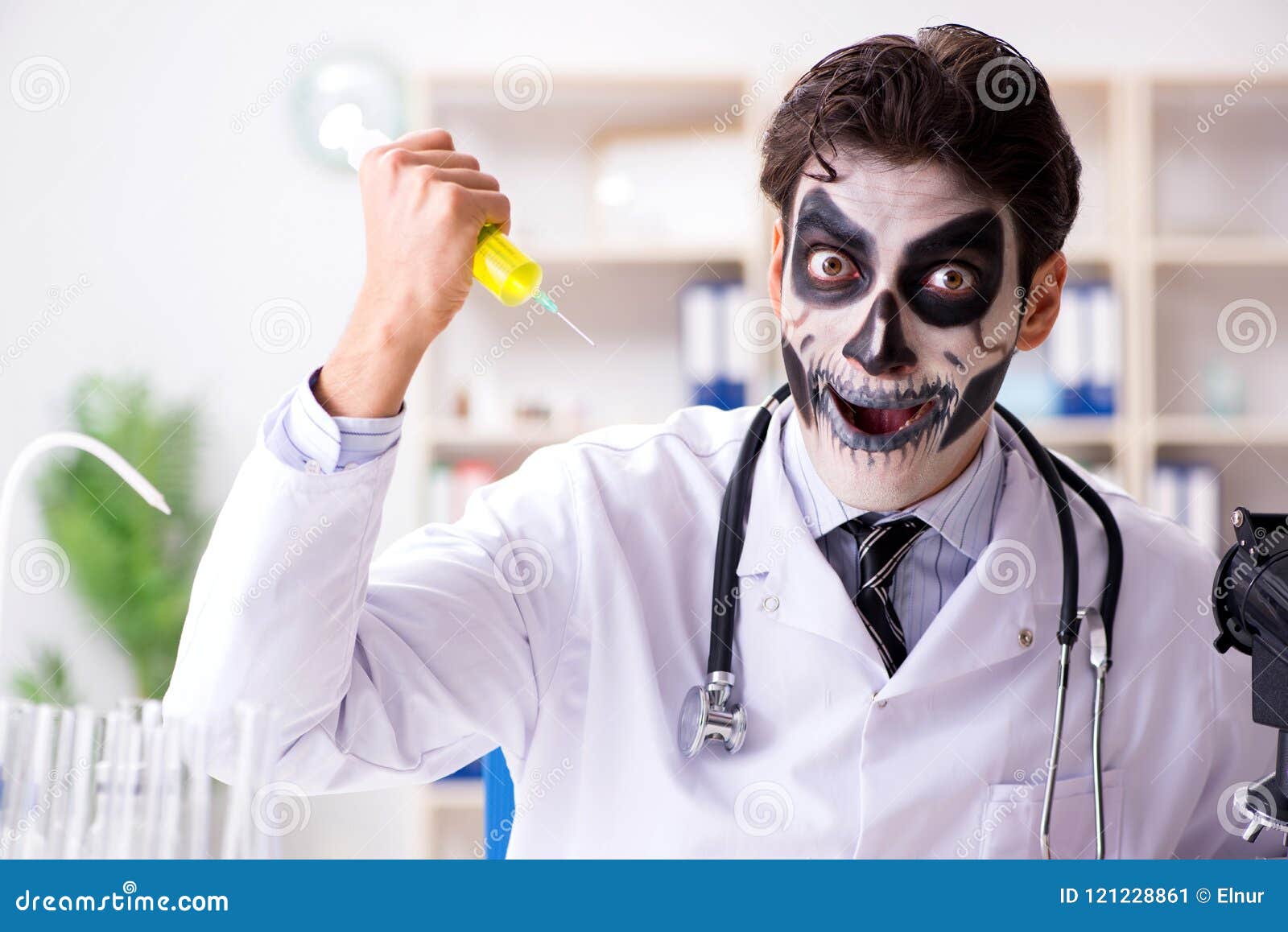 The Scary Monster Doctor Working in Lab Stock Image - Image of chemist ...