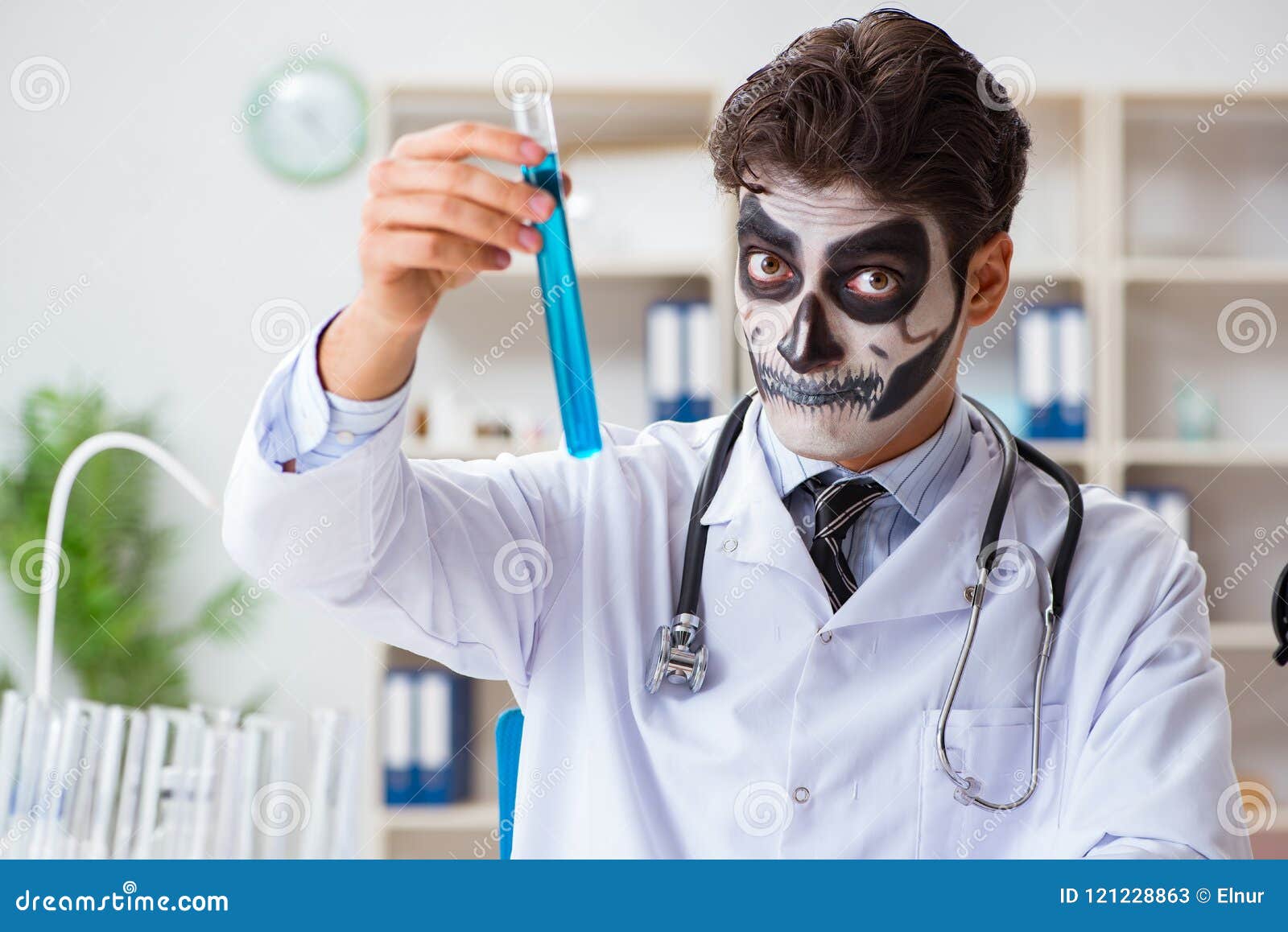 The Scary Monster Doctor Working in Lab Stock Image - Image of horror ...