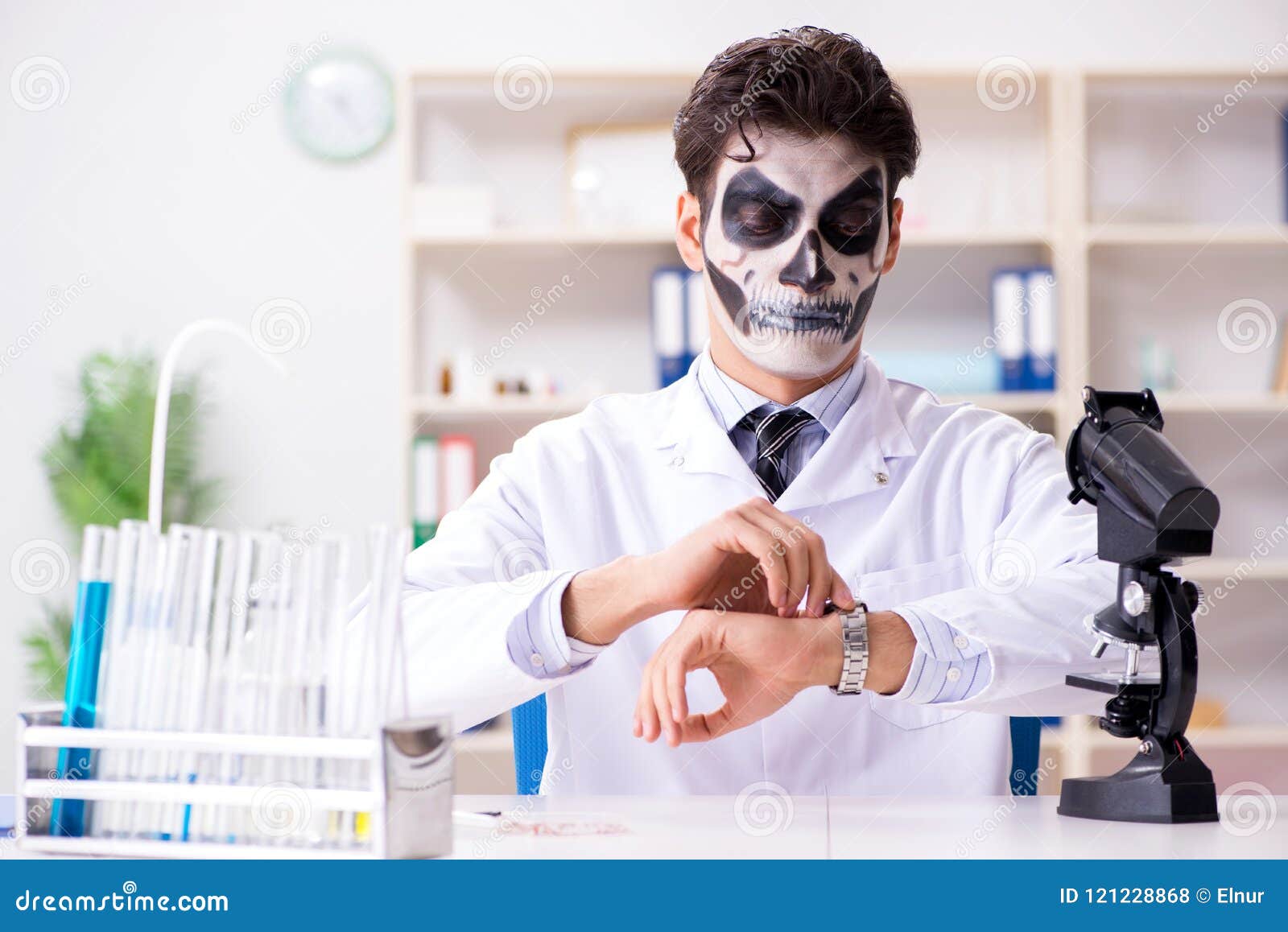 The Scary Monster Doctor Working in Lab Stock Photo - Image of demon ...