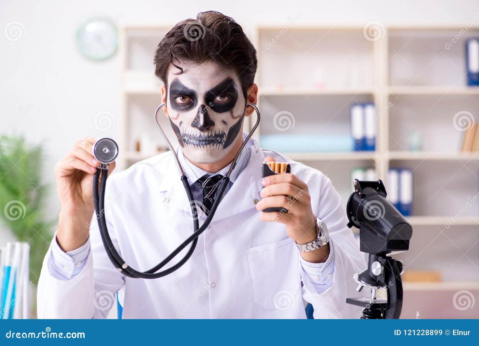 The Scary Monster Doctor Working in Lab Stock Image - Image of addict ...