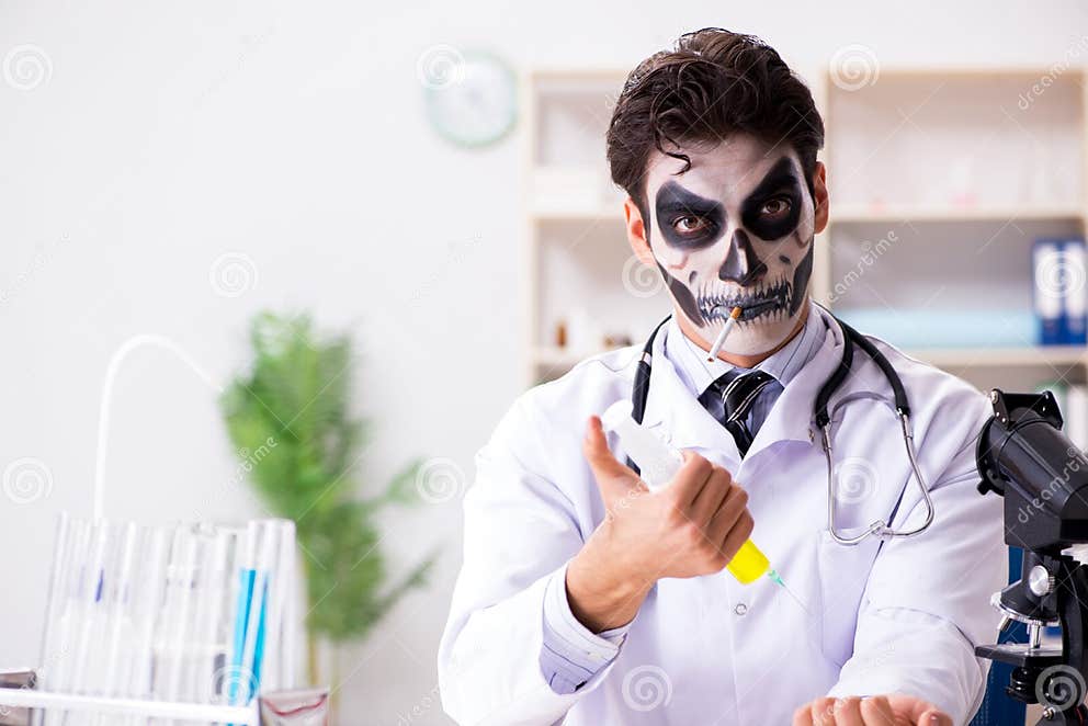 The Scary Monster Doctor Working in Lab Stock Image - Image of ...