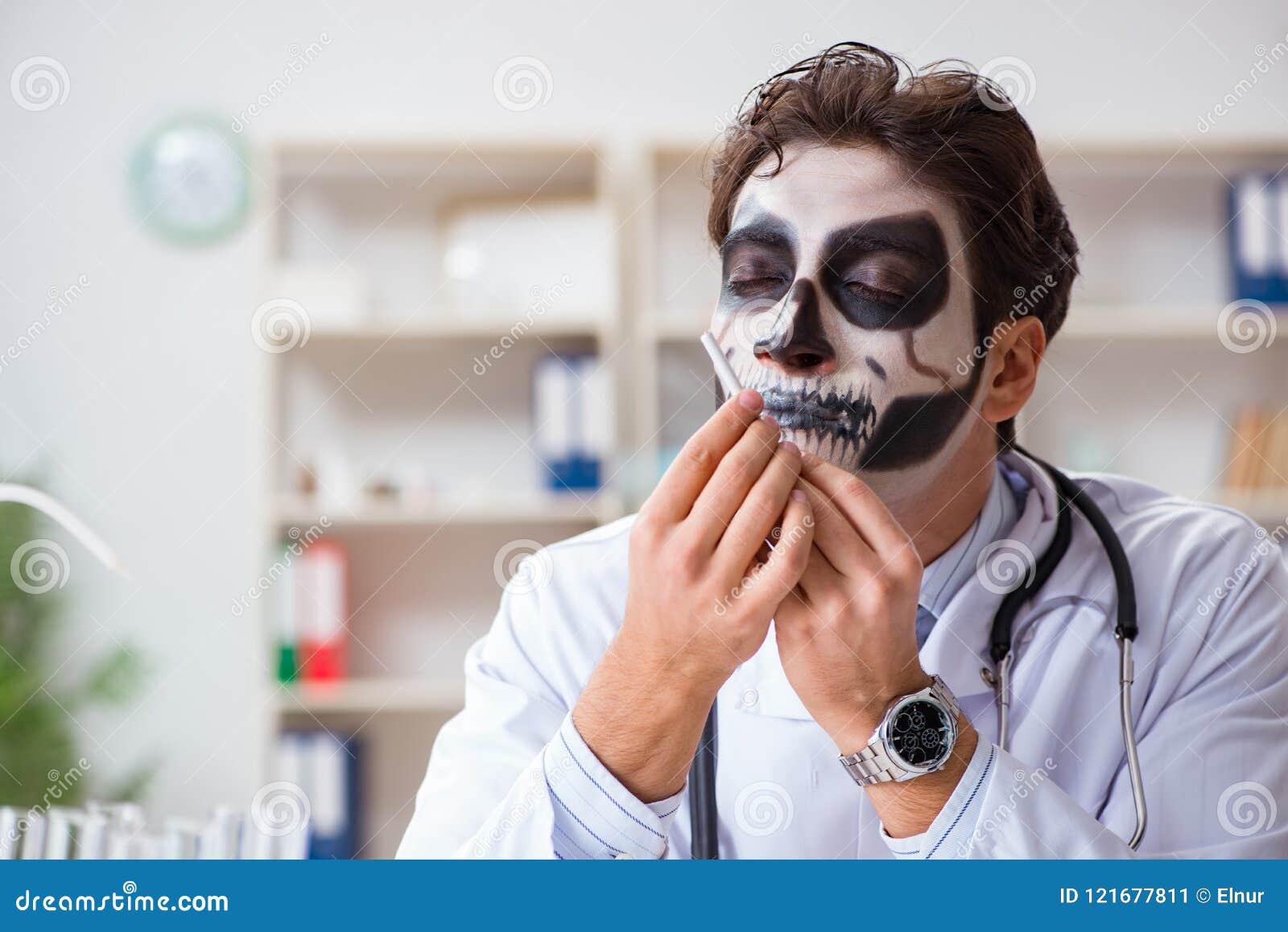 The Scary Monster Doctor Working in Lab Stock Image - Image of demon ...