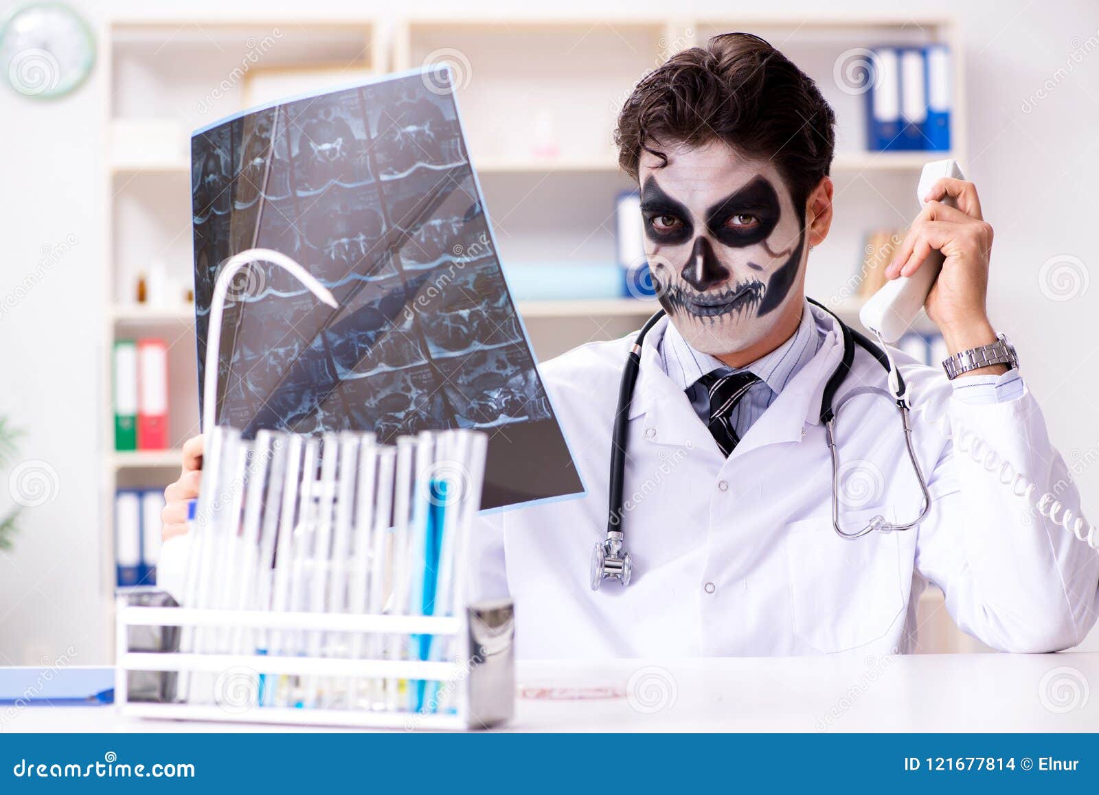 The Scary Monster Doctor Working in Lab Stock Photo - Image of devil ...