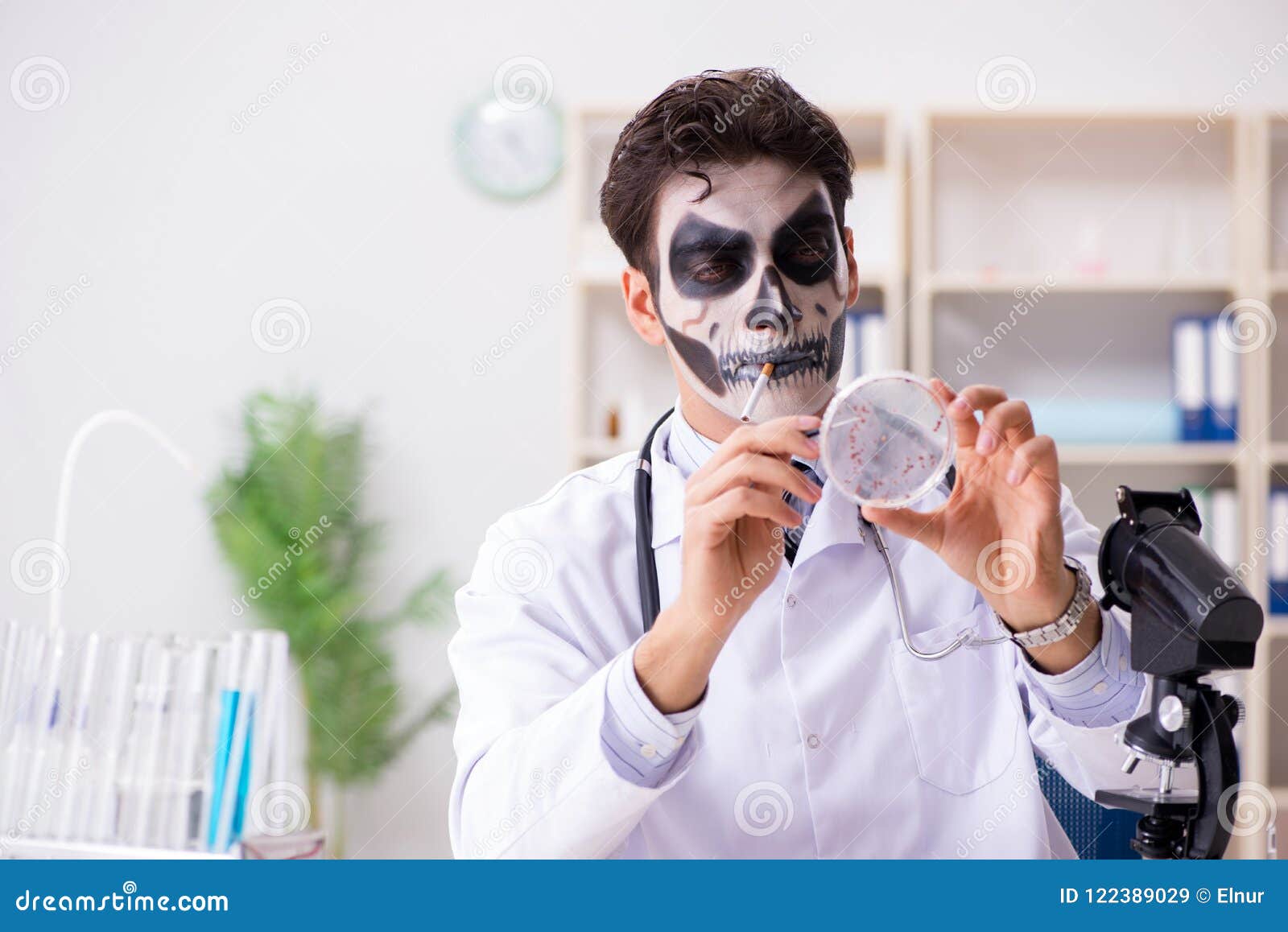 The Scary Monster Doctor Working in Lab Stock Image - Image of ...