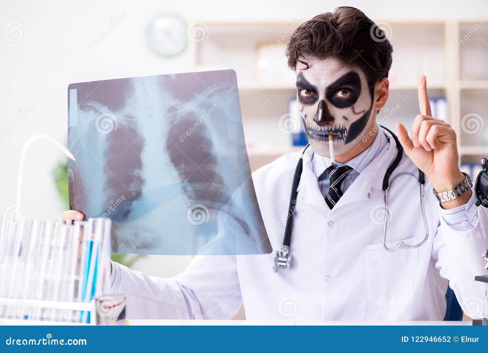 The Scary Monster Doctor Working in Lab Stock Photo - Image of evil ...