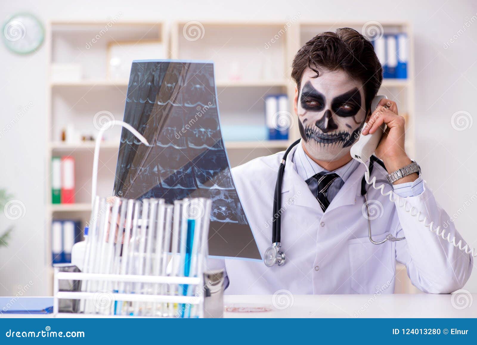 The Scary Monster Doctor Working in Lab Stock Photo - Image of ...