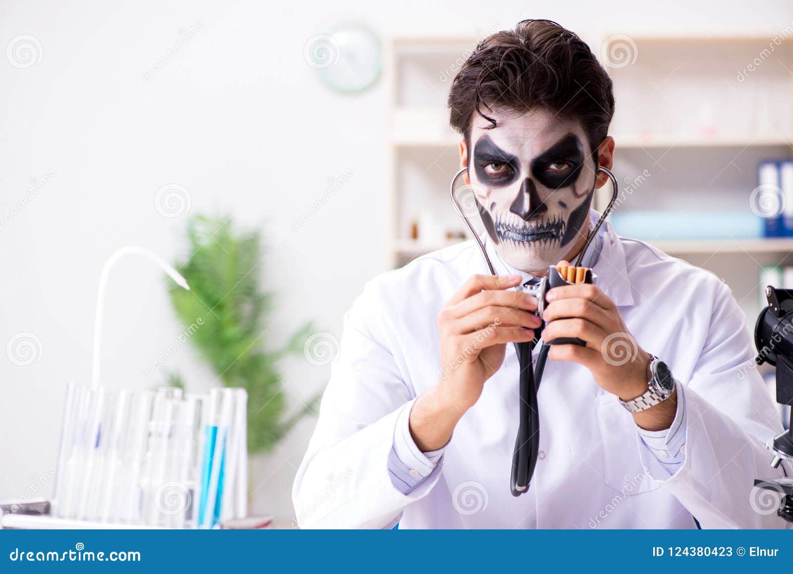 The Scary Monster Doctor Working in Lab Stock Image - Image of funny ...