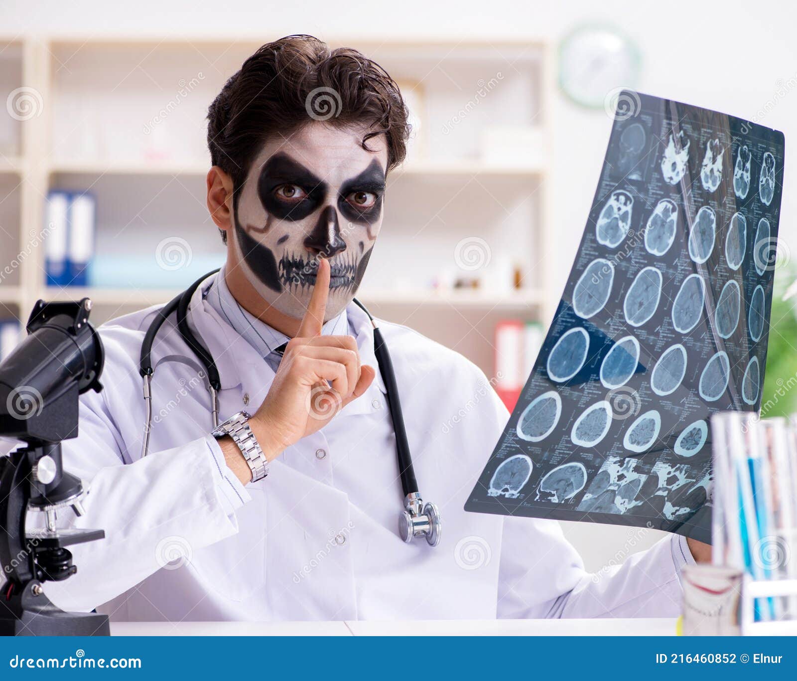 Scary Monster Doctor Working in Lab Stock Photo - Image of devil ...