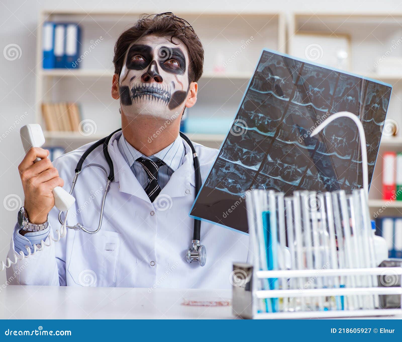 Scary Monster Doctor Working in Lab Stock Image - Image of malicious ...