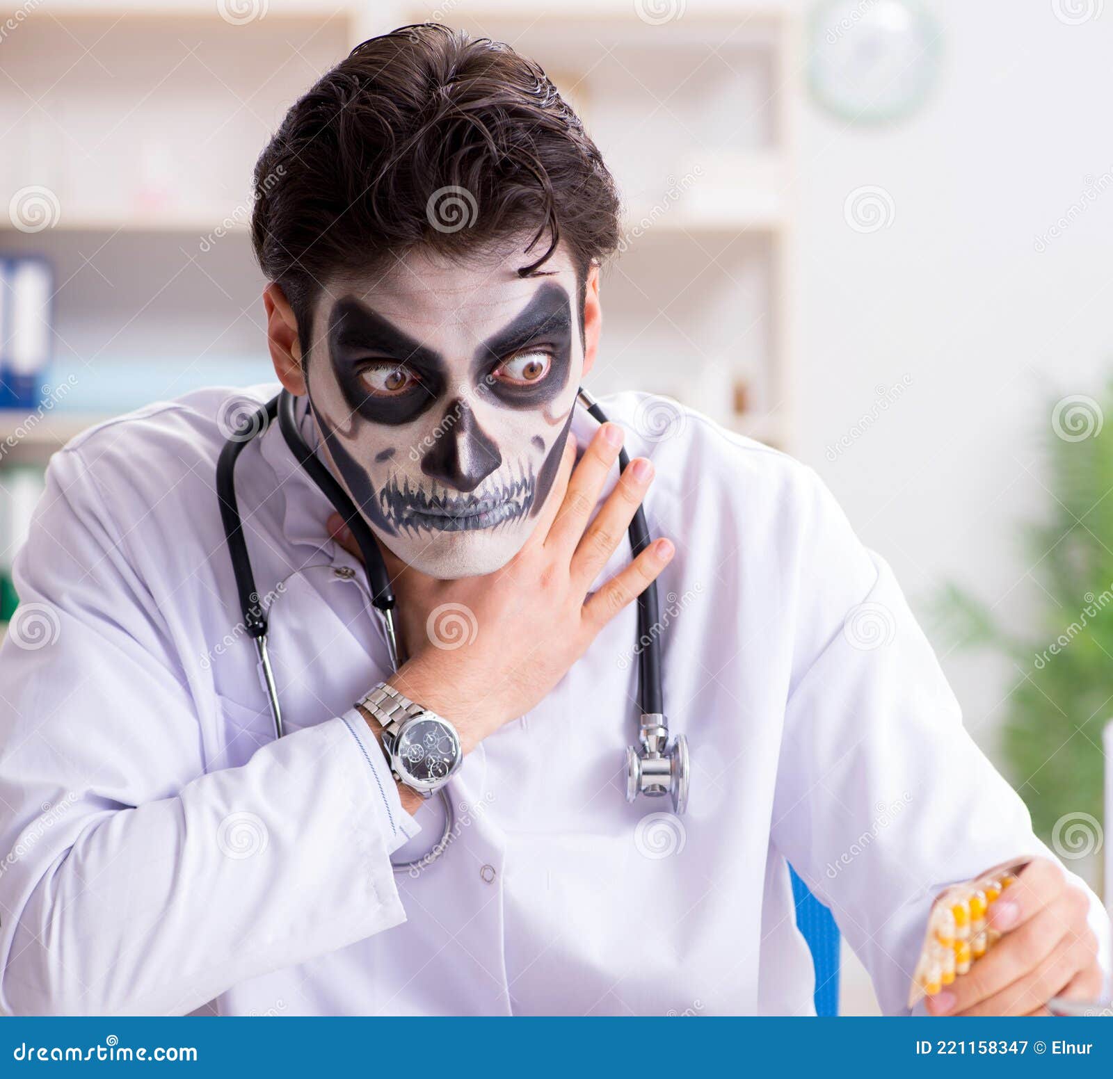 Scary Monster Doctor Working in Lab Stock Image - Image of badhell ...