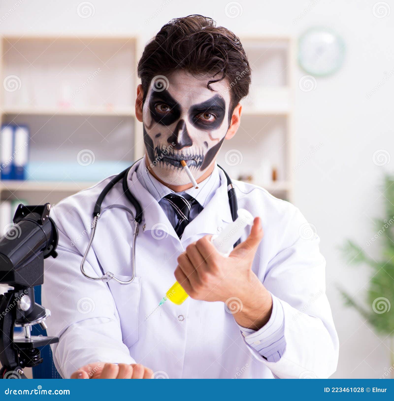 Scary Monster Doctor Working in Lab Stock Photo - Image of clinic ...
