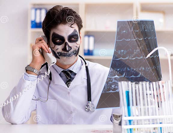 Scary Monster Doctor Working in Lab Stock Photo - Image of medic ...