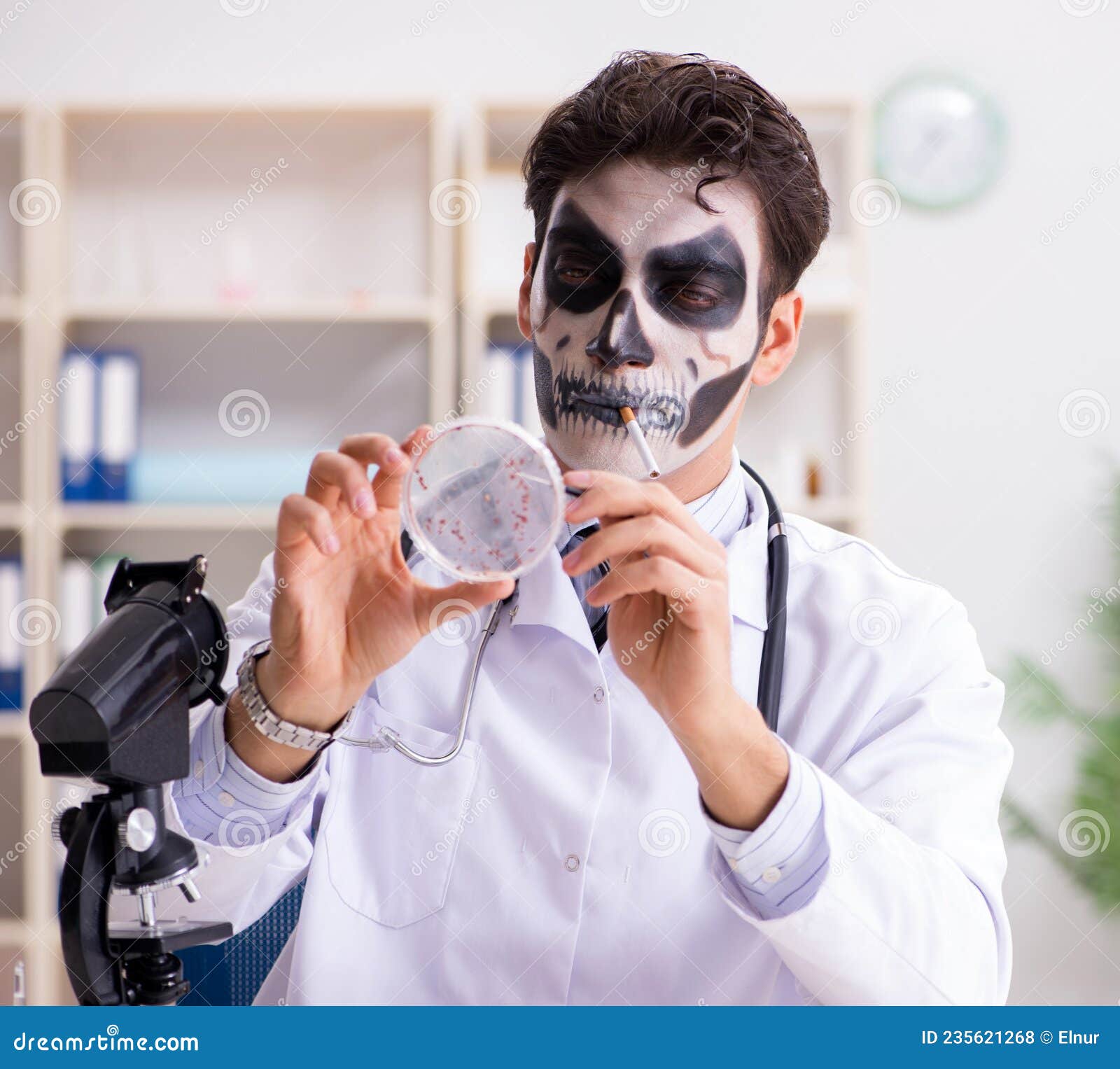 Scary Monster Doctor Working in Lab Stock Photo - Image of funny ...