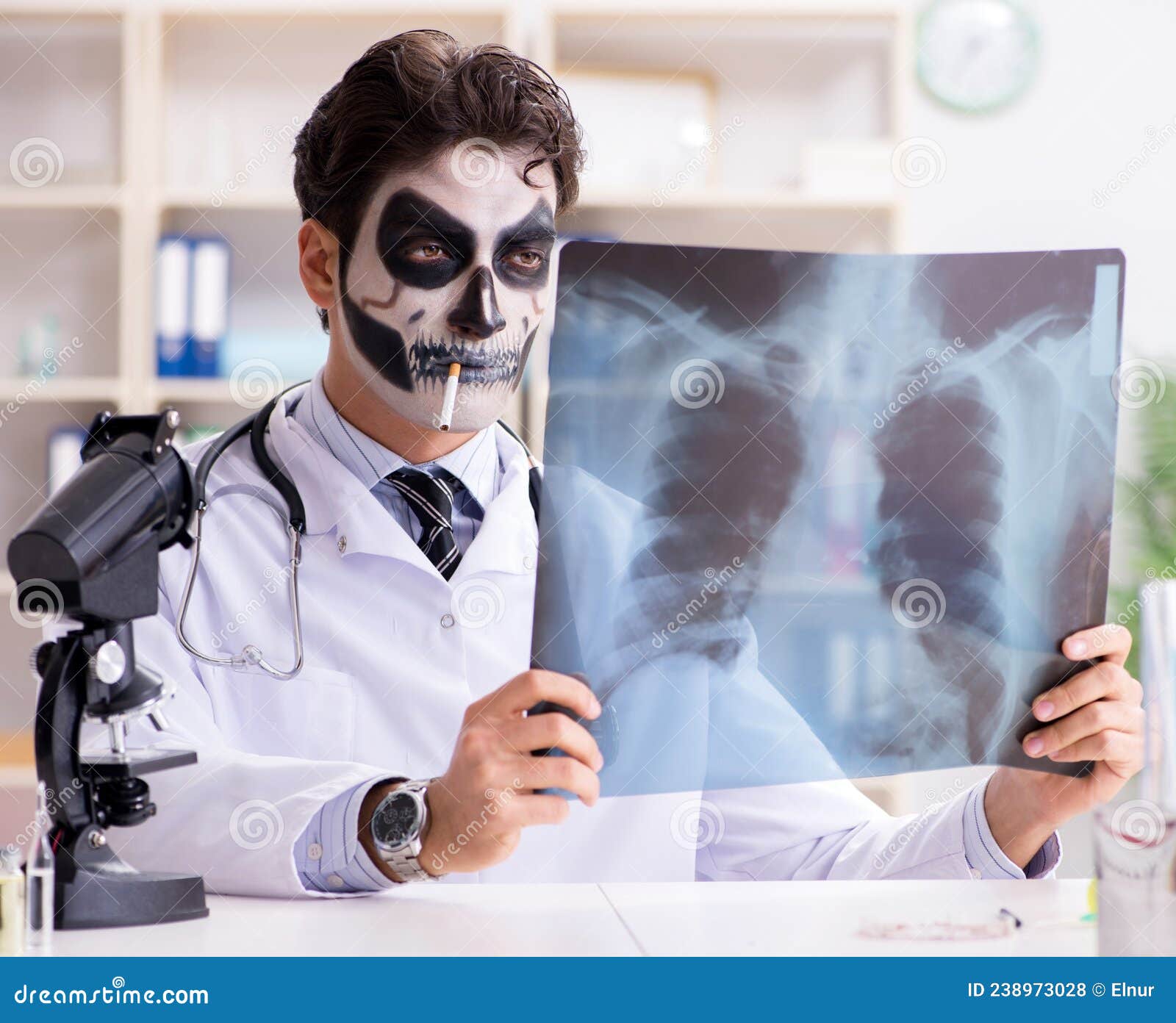 Scary Monster Doctor Working in Lab Stock Photo - Image of devil, evil ...
