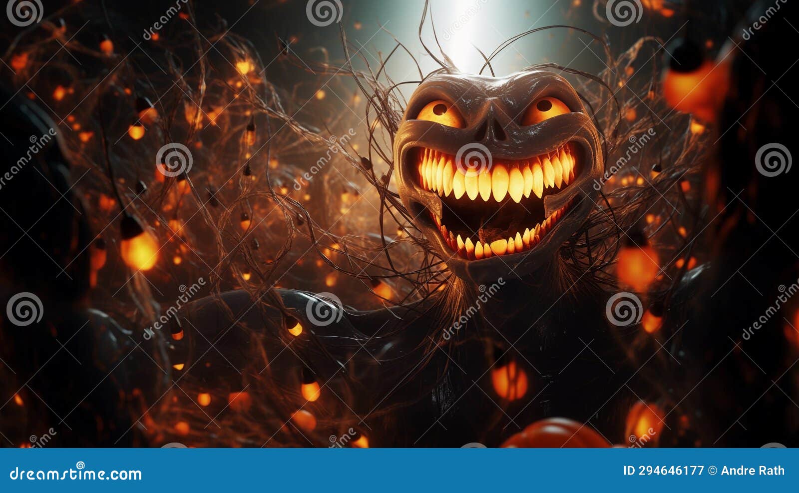 A Scary Monster with Glowing Teeth. Stock Illustration - Illustration ...