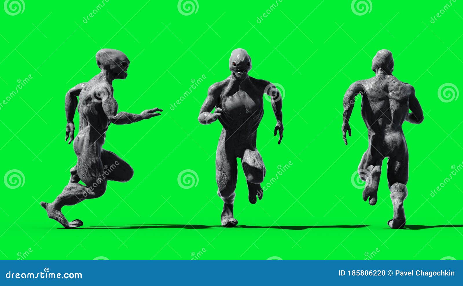 Scary Monster Isolate on Green Screen. 3d Rendering. Stock Illustration ...