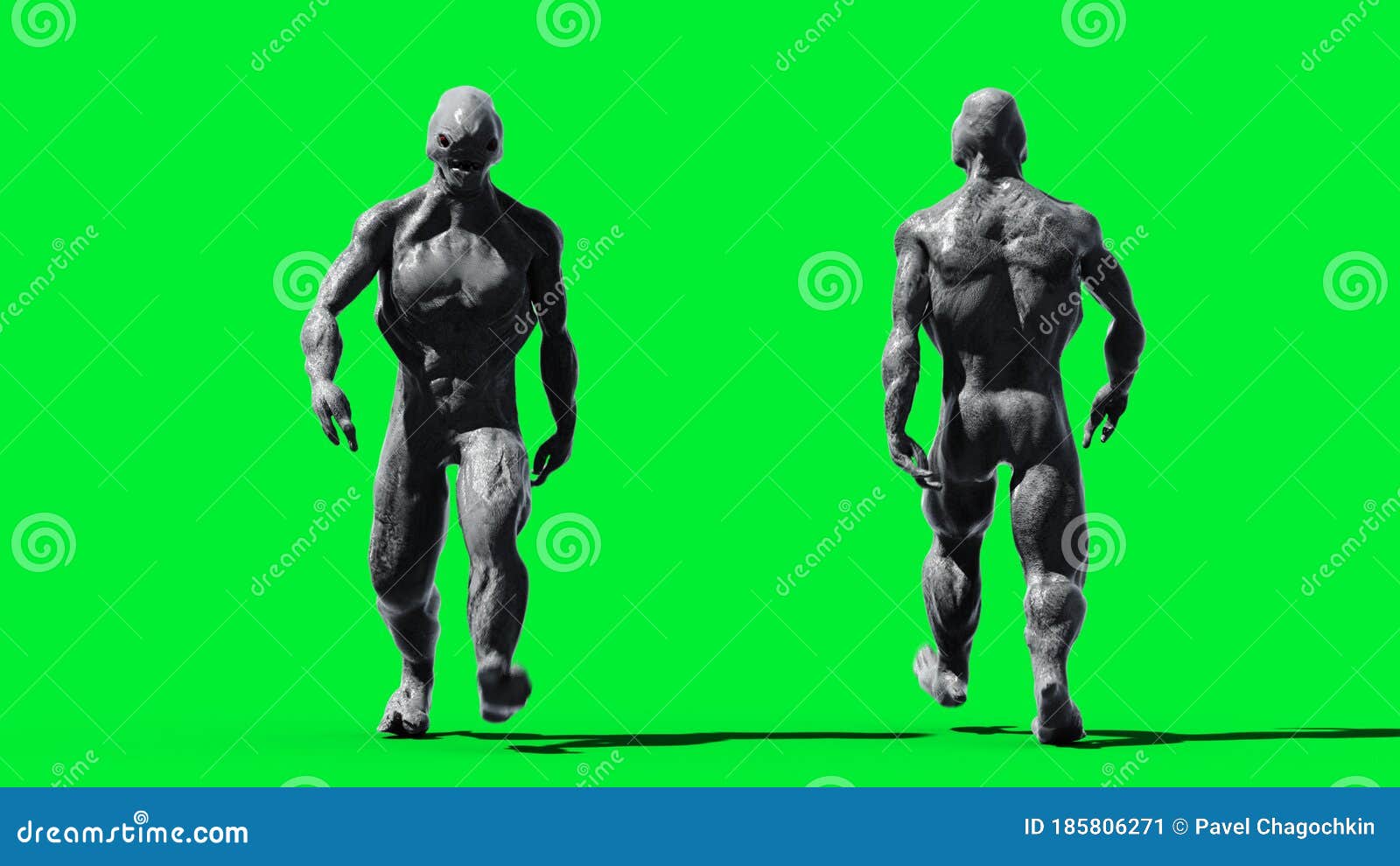 Scary Monster Isolate on Green Screen. 3d Rendering. Stock Illustration ...
