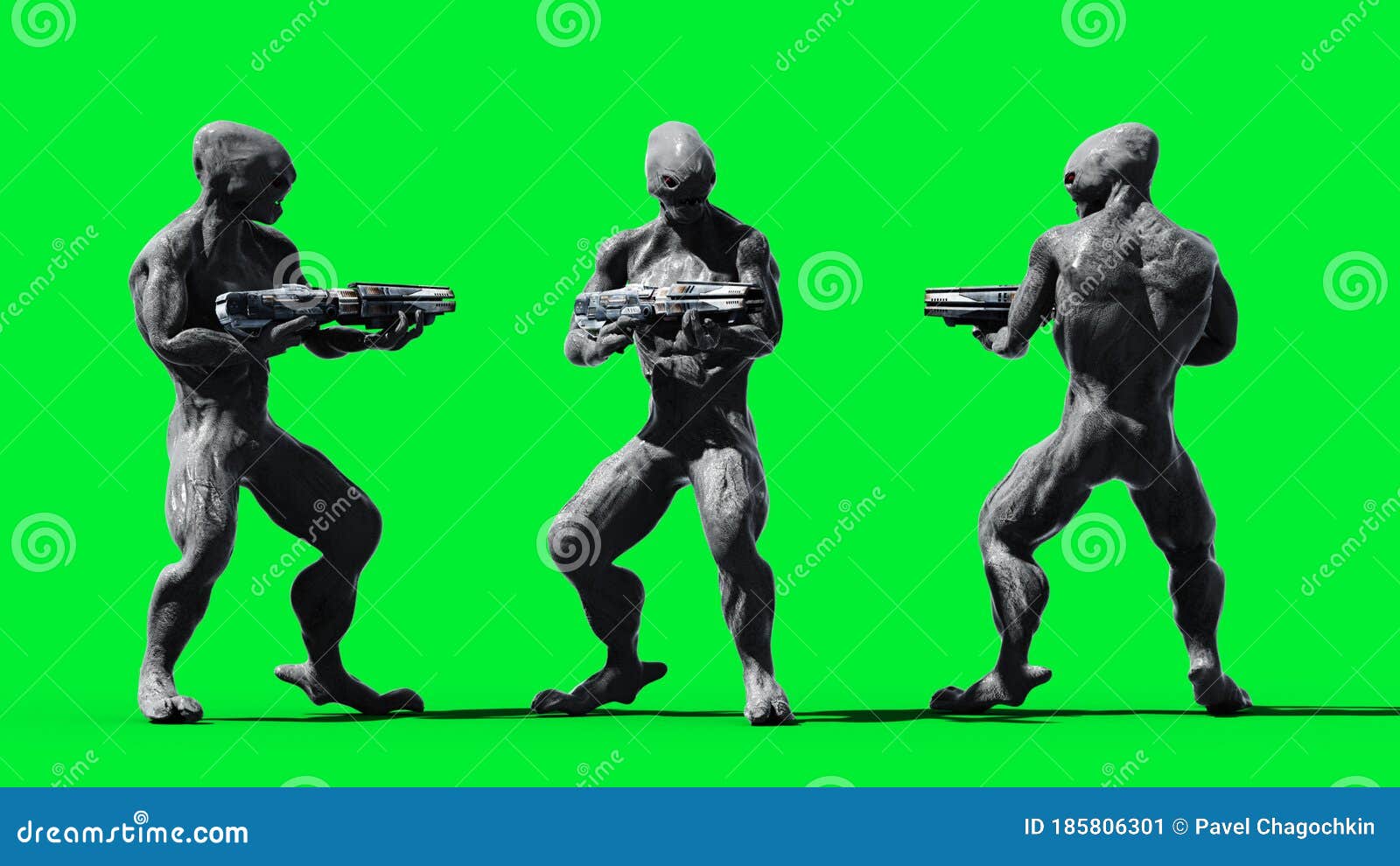 Scary Monster Isolate on Green Screen. 3d Rendering. Stock Illustration ...
