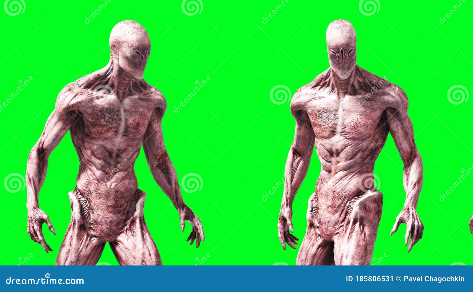 Scary Monster Isolate on Green Screen. 3d Rendering. Stock Illustration ...