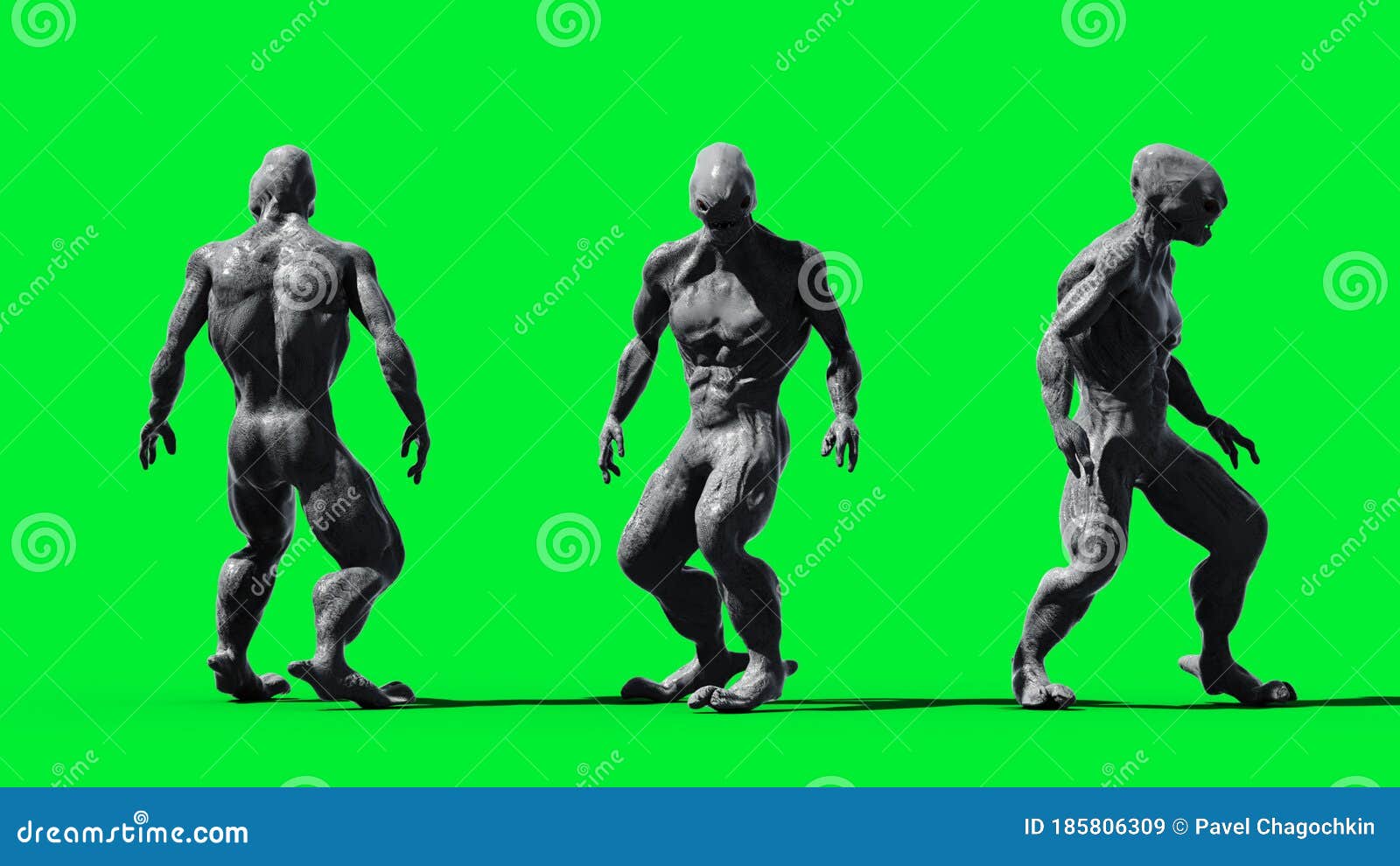 Scary Monster Isolate on Green Screen. 3d Rendering. Stock Illustration ...